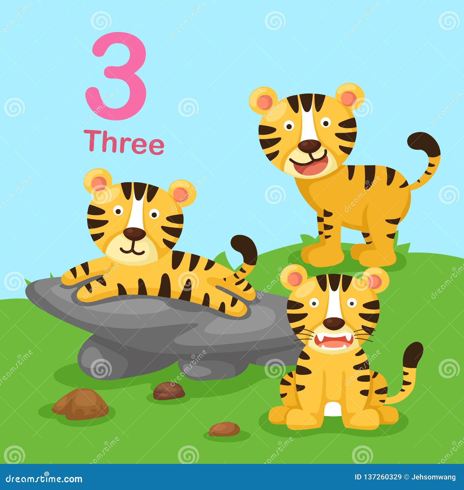 Illustrator of Number Three Stock Vector - Illustration of coloring ...