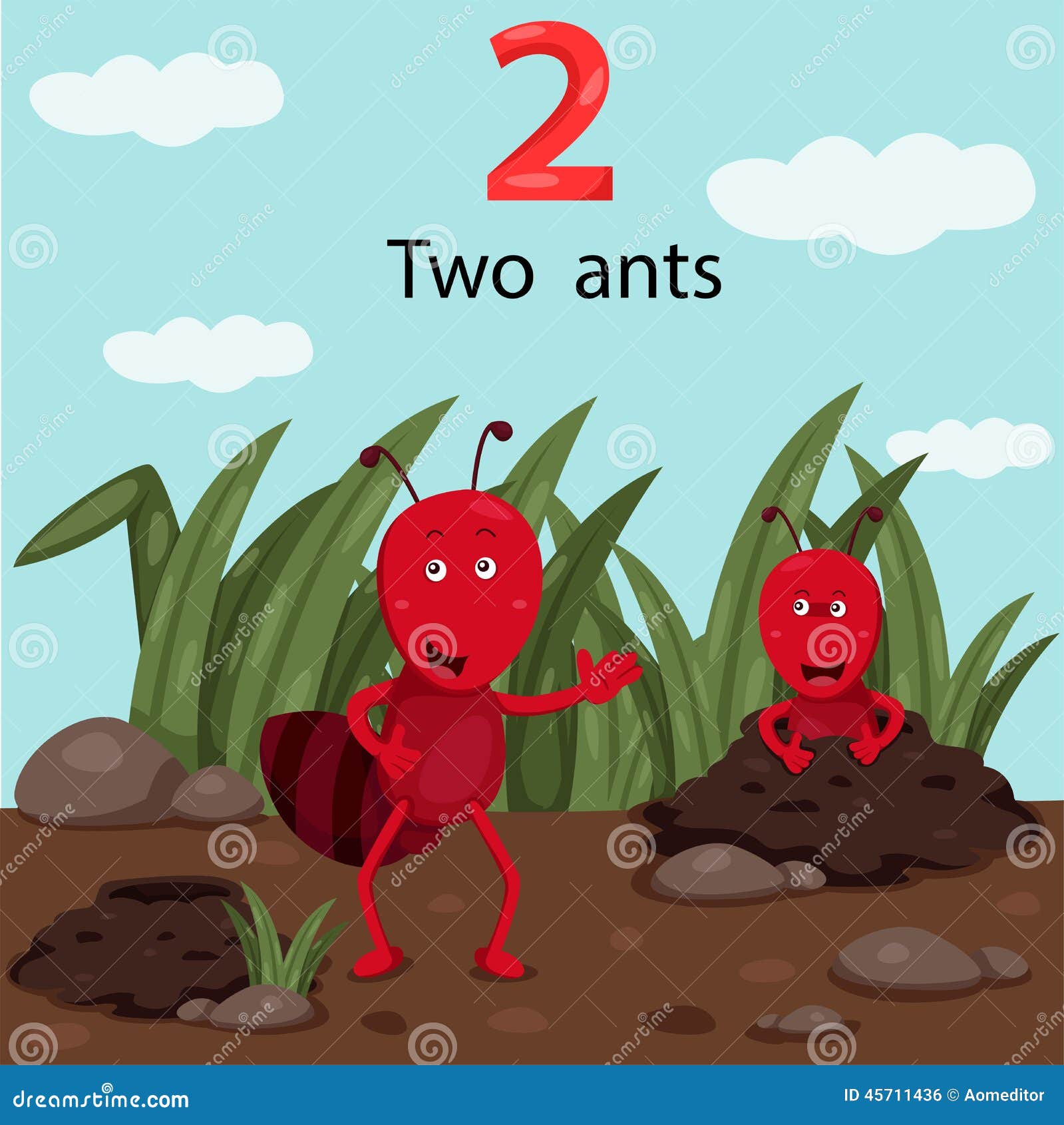 Illustrator of Number Two Ants Stock Vector - Illustration of vector ...