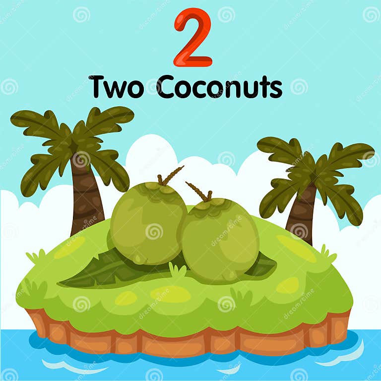 Illustrator of Number Two Coconuts Stock Vector - Illustration of ...