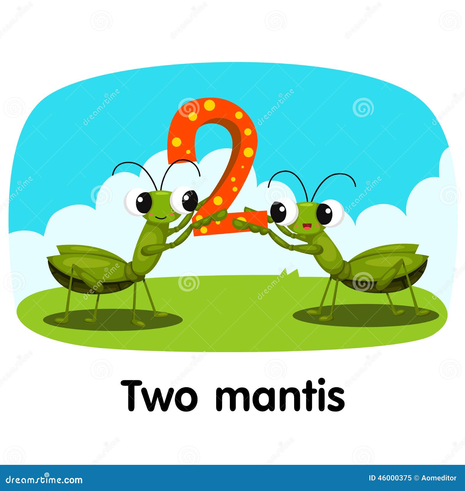 Illustrator of Number Two Mantis Stock Vector - Illustration of number ...