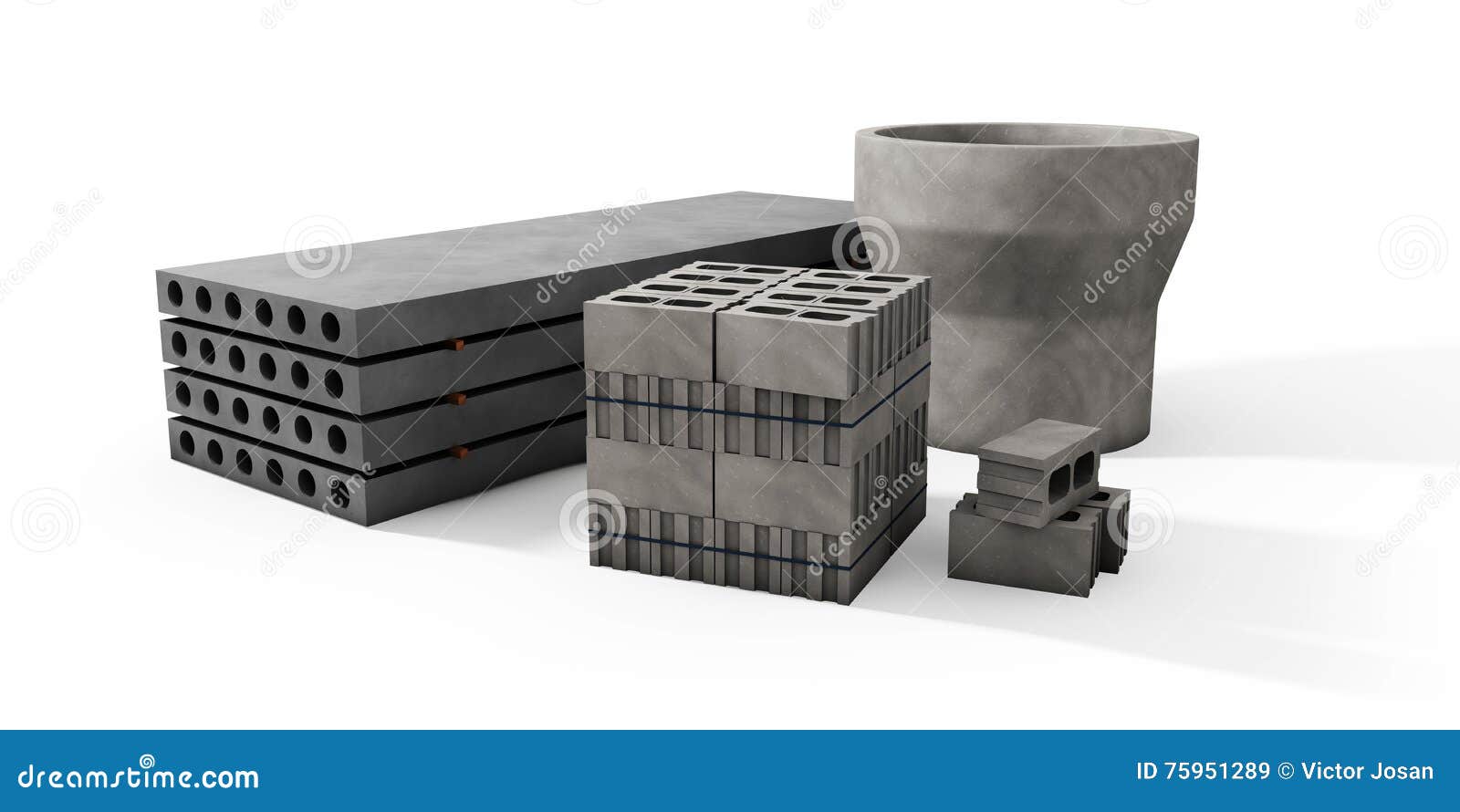 Illustrator Of Pallets Of Concrete Blocks And Plates On A Whi Stock Illustration Illustration