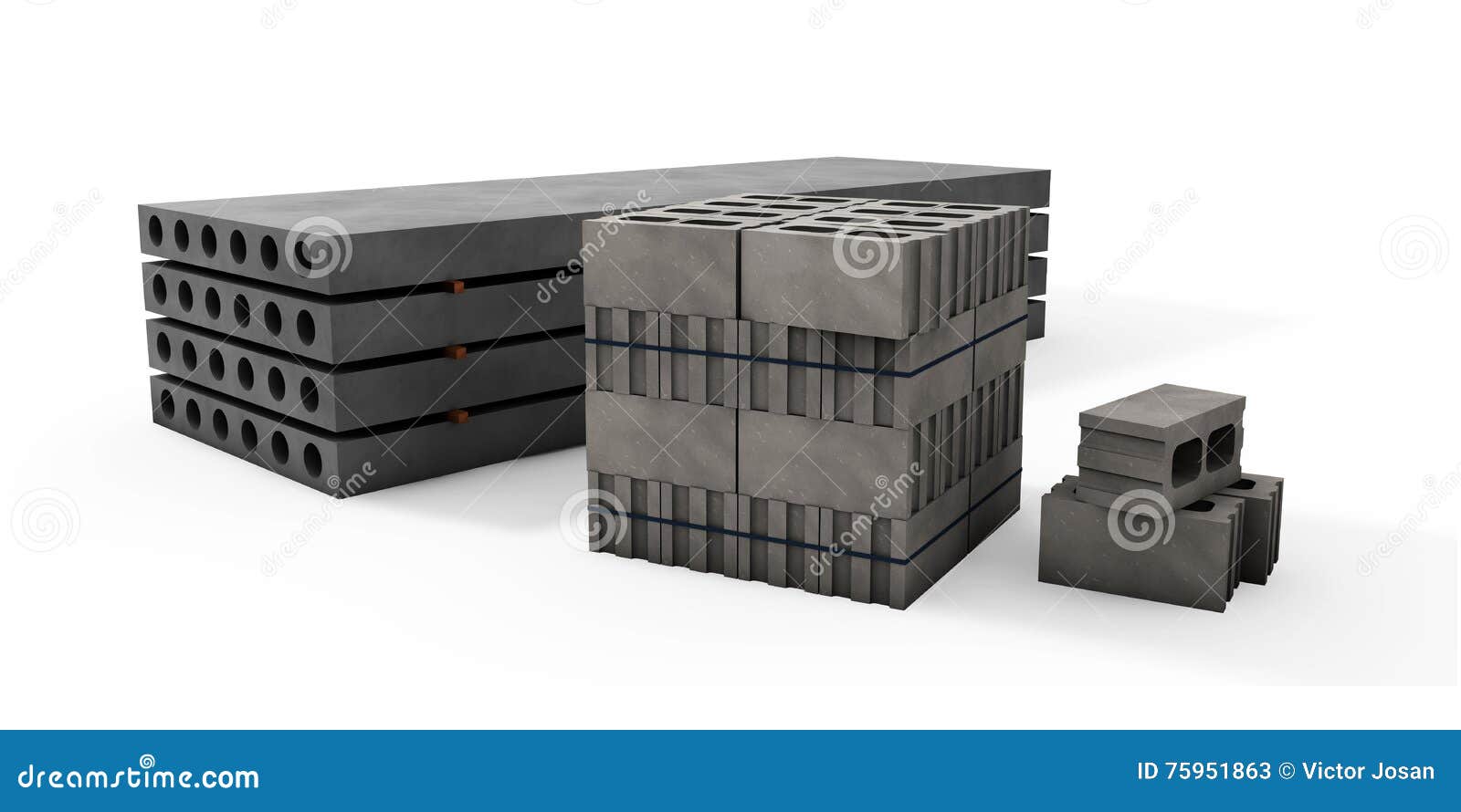 Illustrator Of Pallets Of Concrete Blocks And Plates On A Whi Stock Illustration Illustration