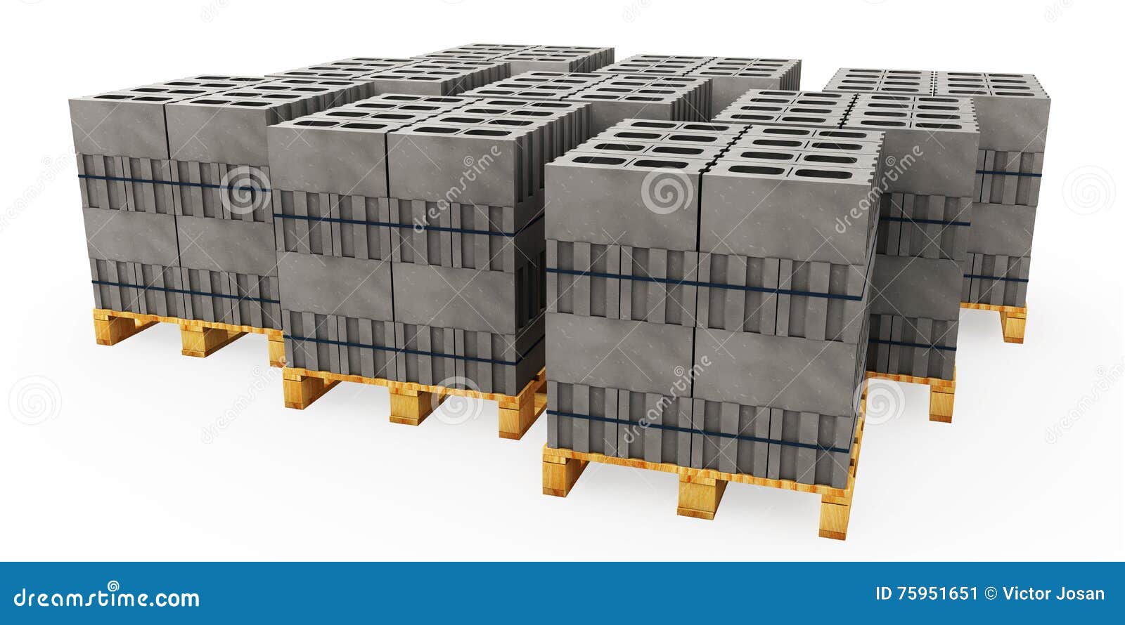Illustrator Of Pallets Of Concrete Blocks And Plates On A Whi Royalty ...