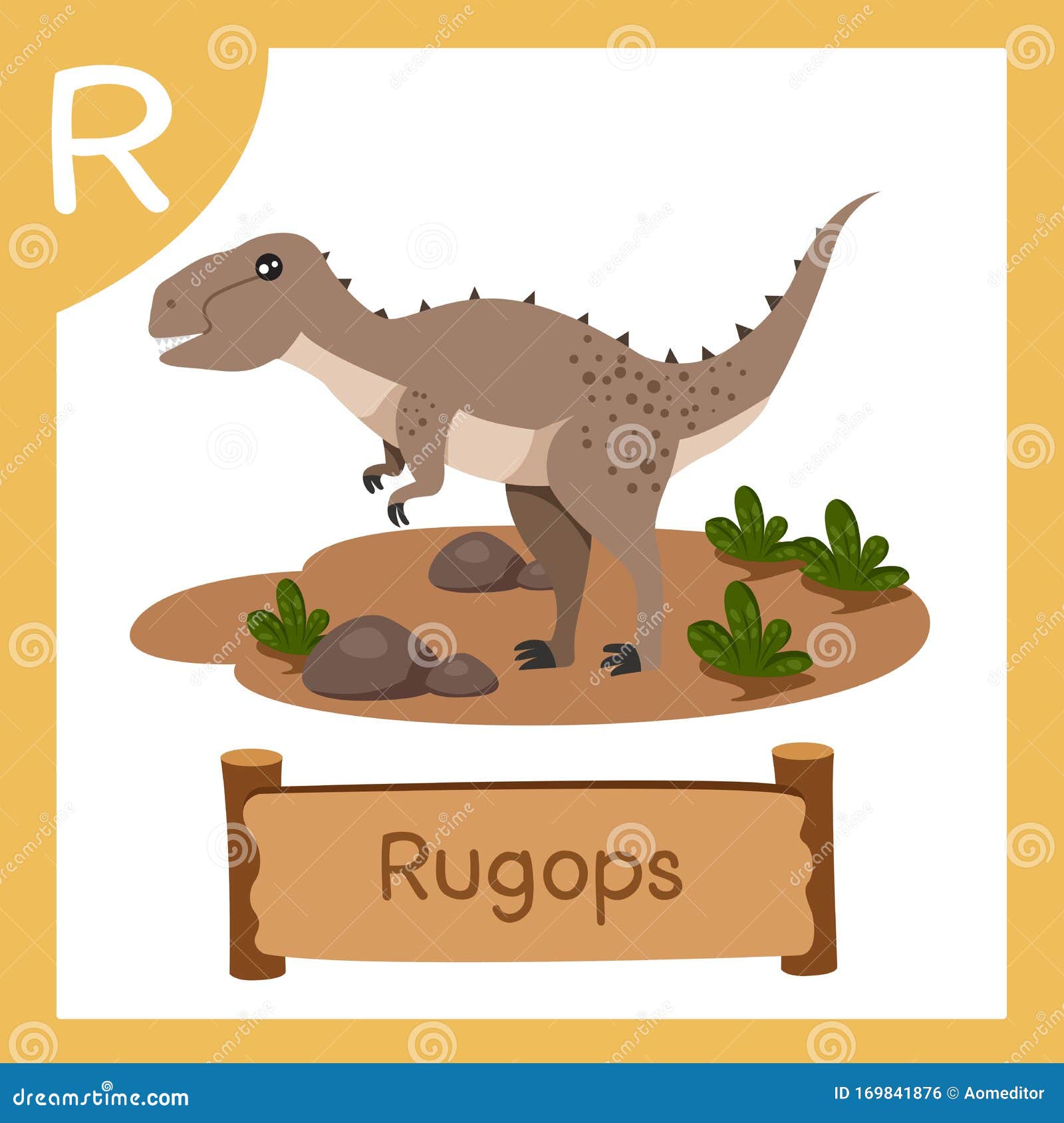 Illustrator of R for Dinosaur Rugops Stock Vector - Illustration of ...
