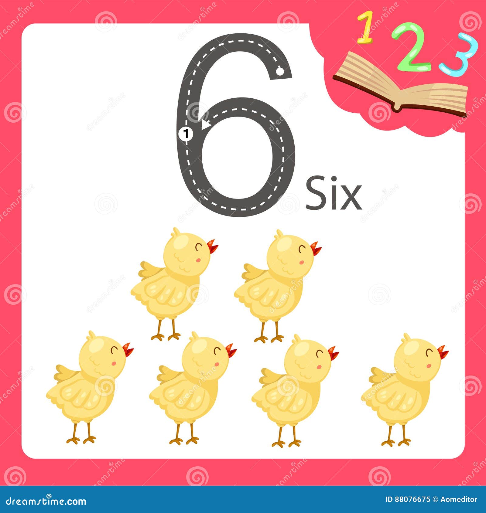 Illustrator Of Number Six Chickens Vector Illustration | CartoonDealer ...