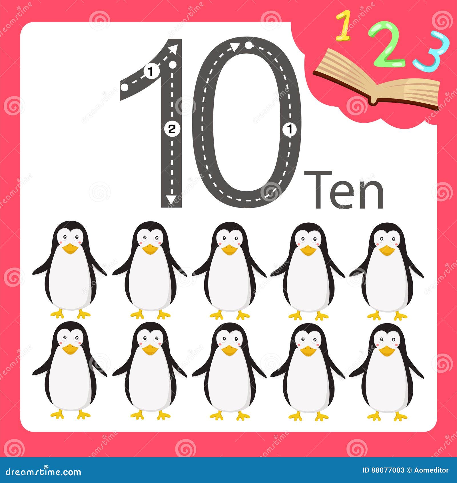 Illustrator of Ten Number Animal Stock Vector - Illustration of number ...