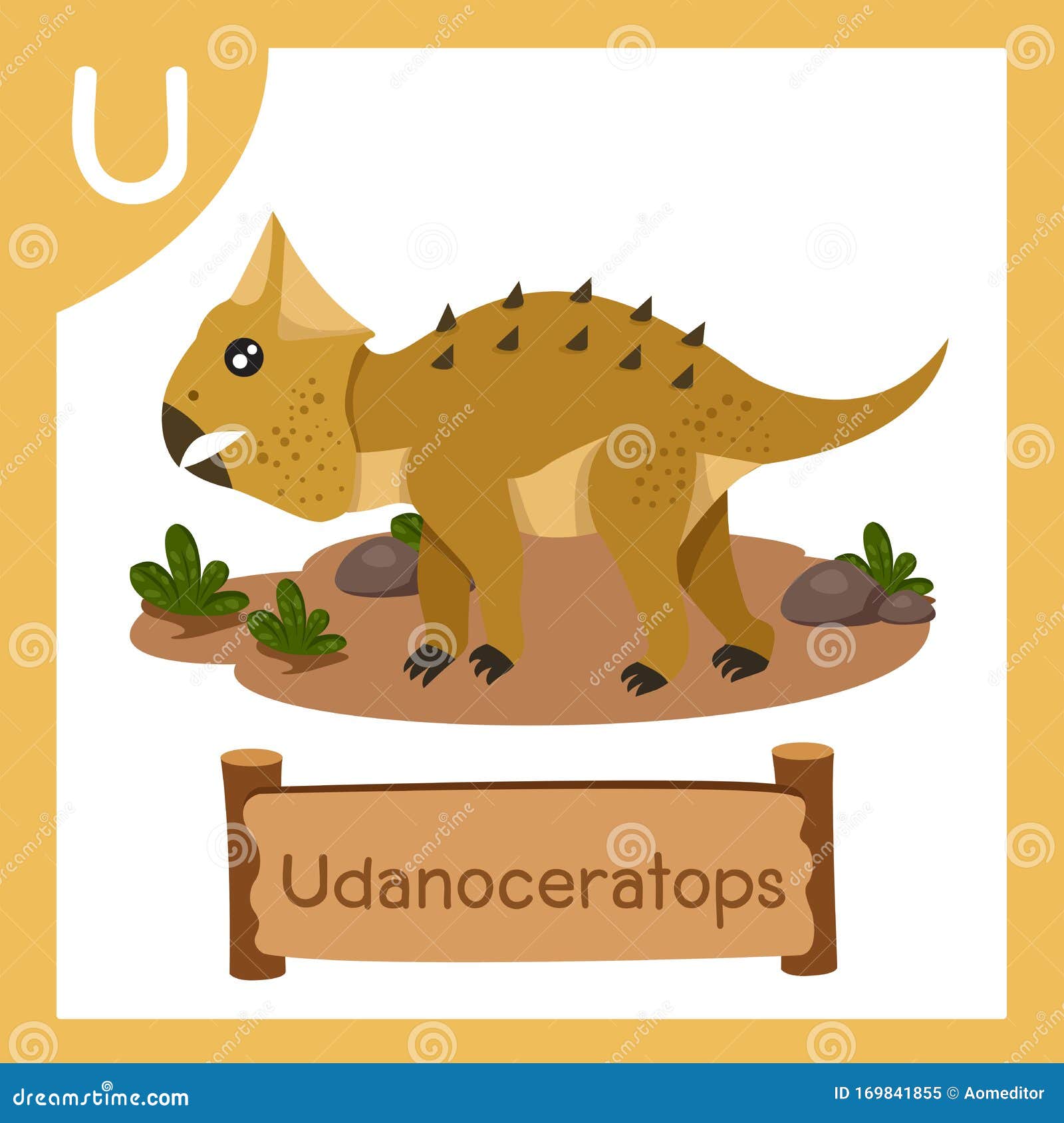 Illustrator of U for Dinosaur Udanoceratops Stock Vector - Illustration ...