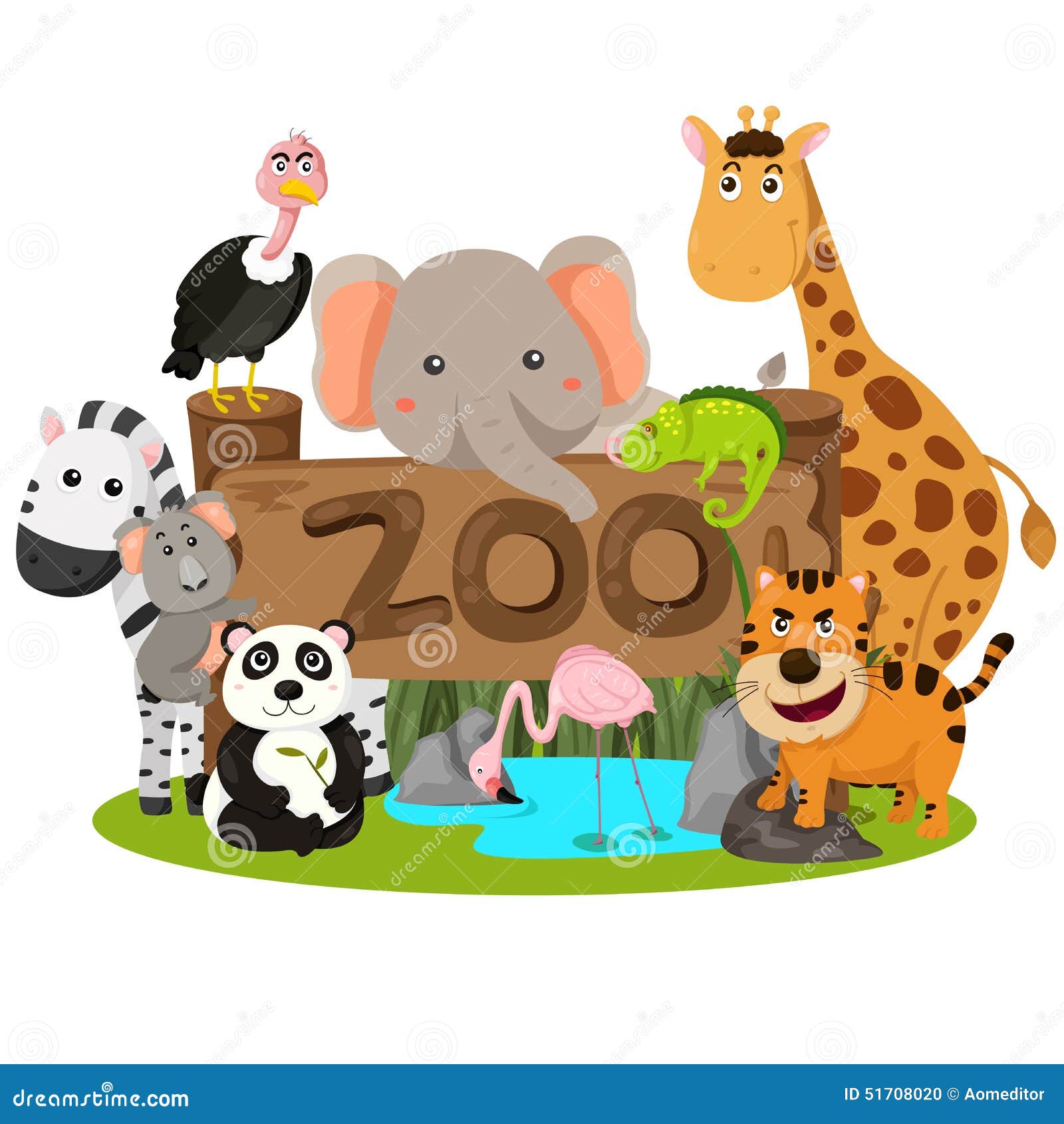 Illustrator Van Dierentuindieren Vector Illustratie - Illustration of ...