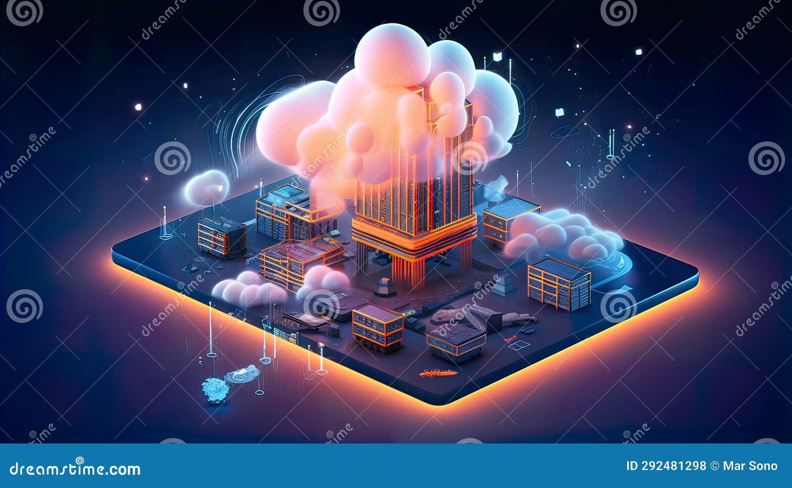 Illustrator Vector Cloud Data Save Big Data . Generate AI Stock Photo ...