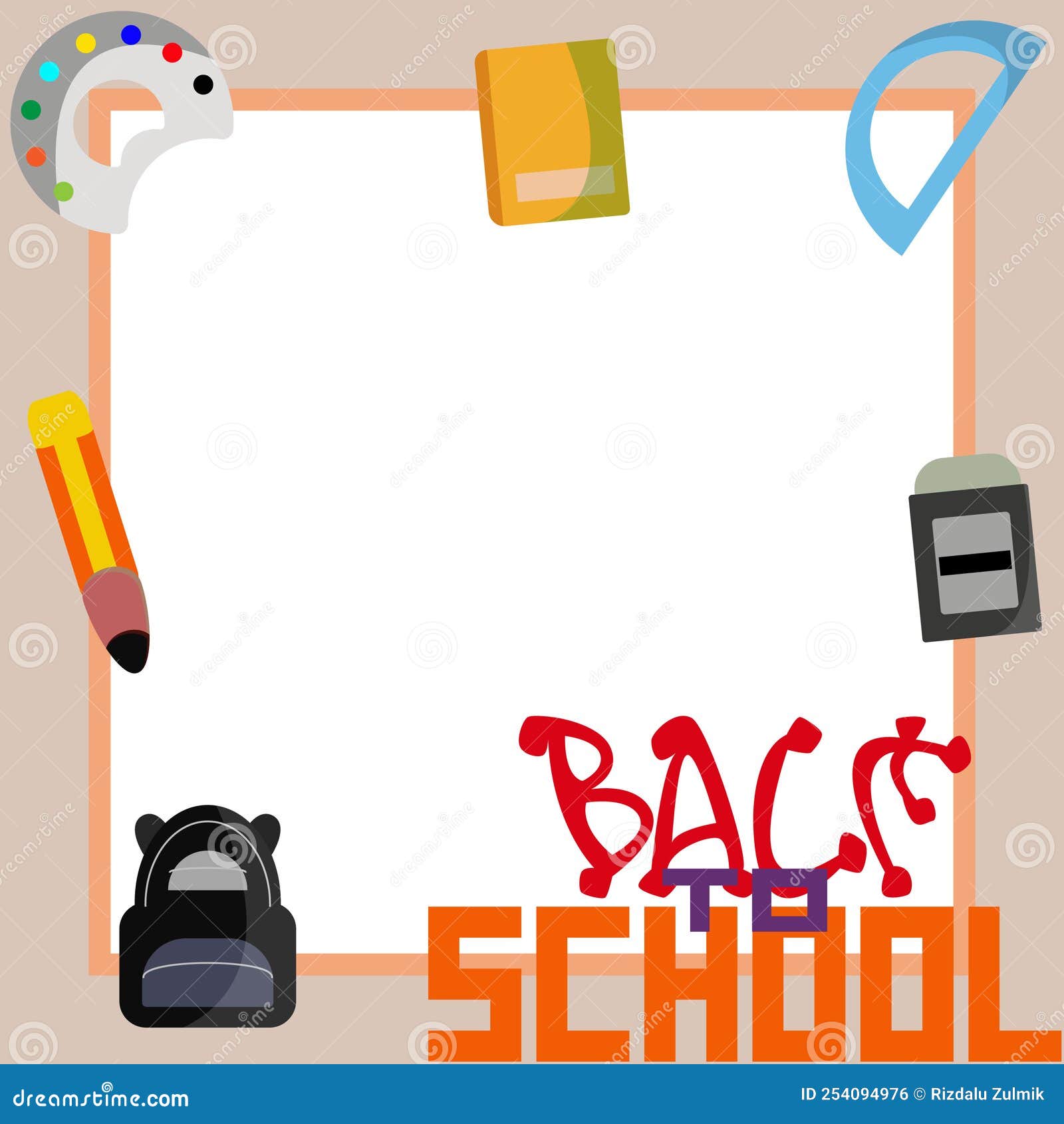 Back To School Square Theme Background Stock Vector - Illustration of ...