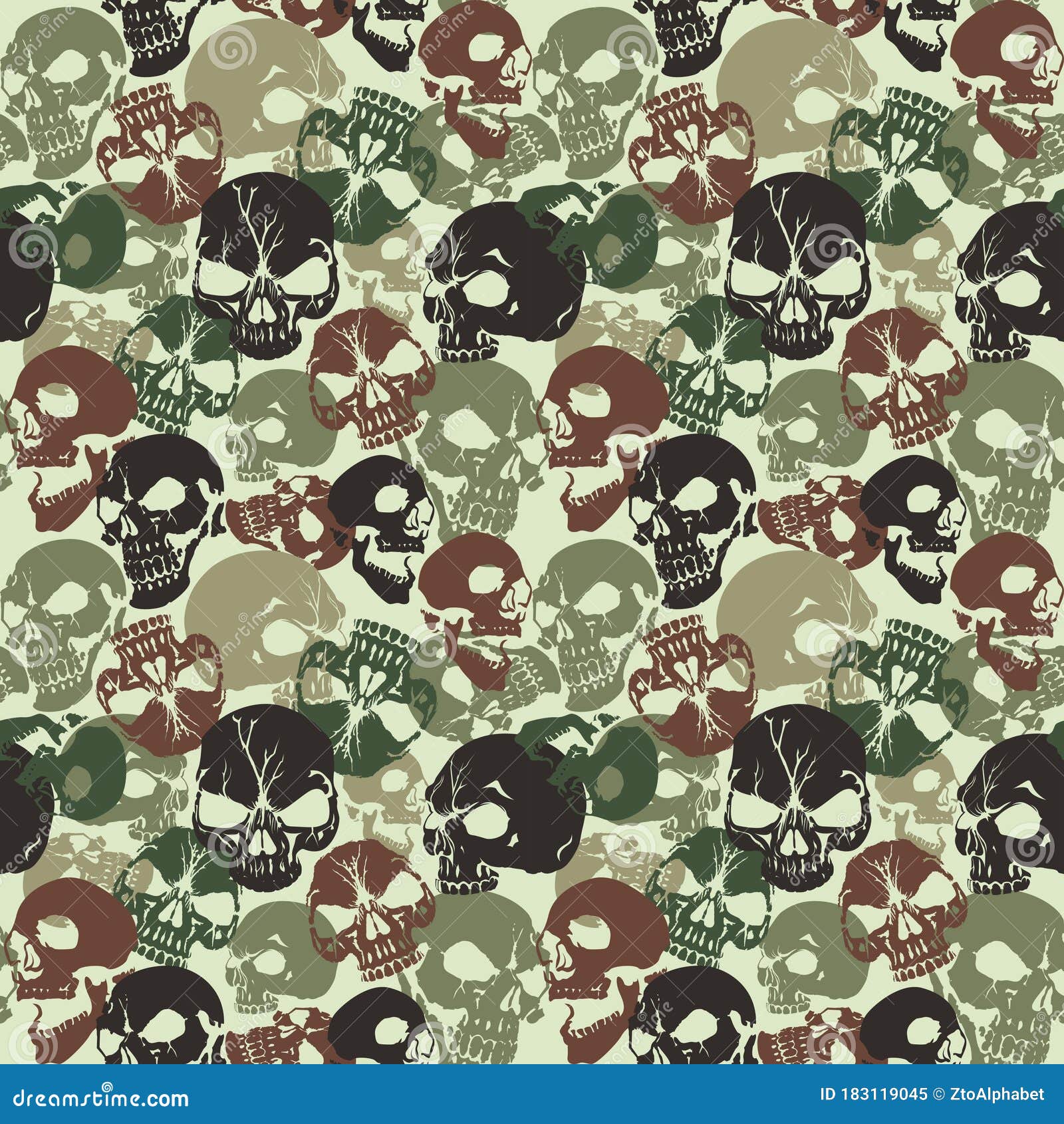 Repeating Pattern of Skulls Head Stock Vector - Illustration of hunting ...