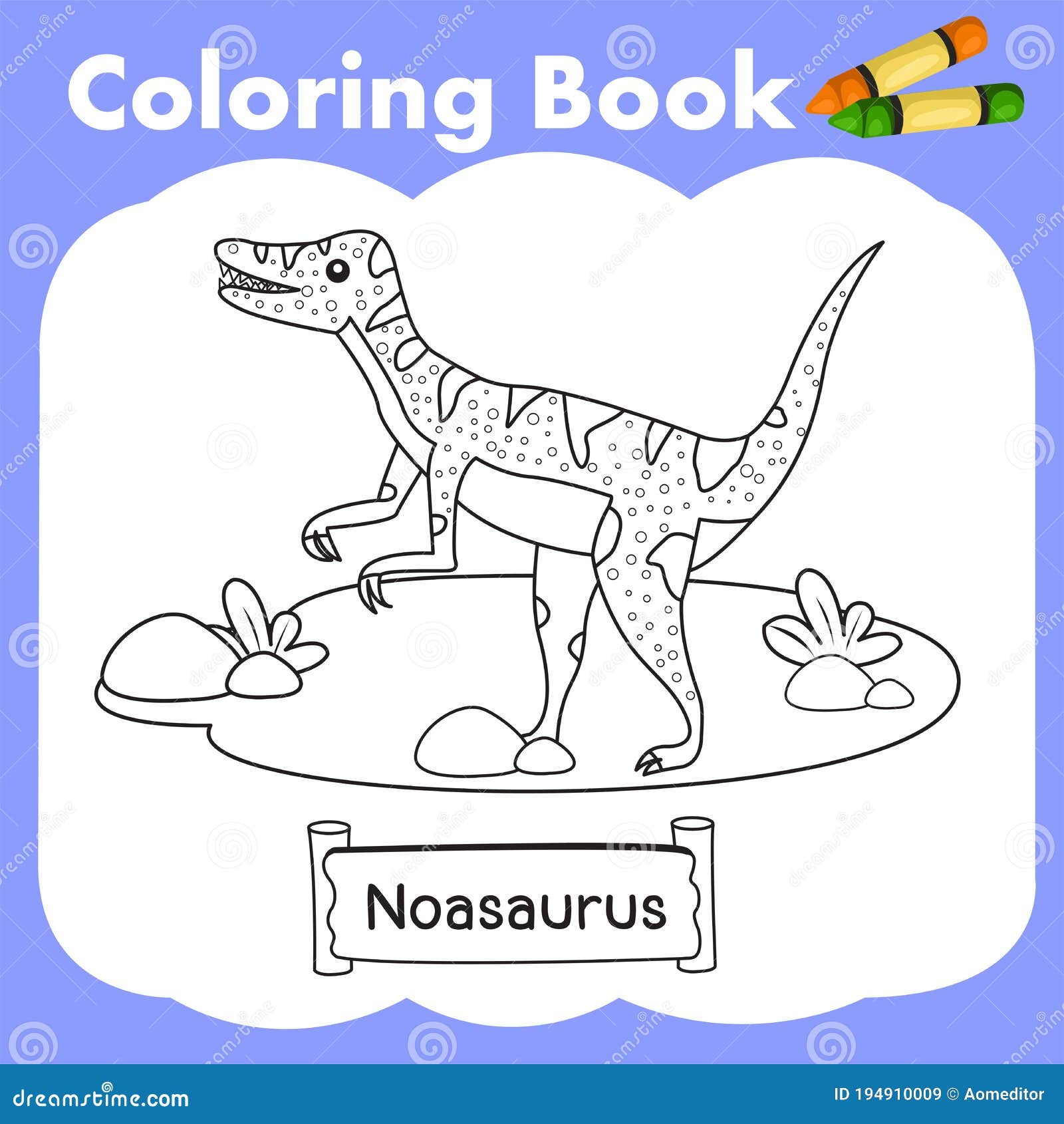 Illustrator Von Malbuchdinosaurier Noasaurus Vektor Abbildung ...