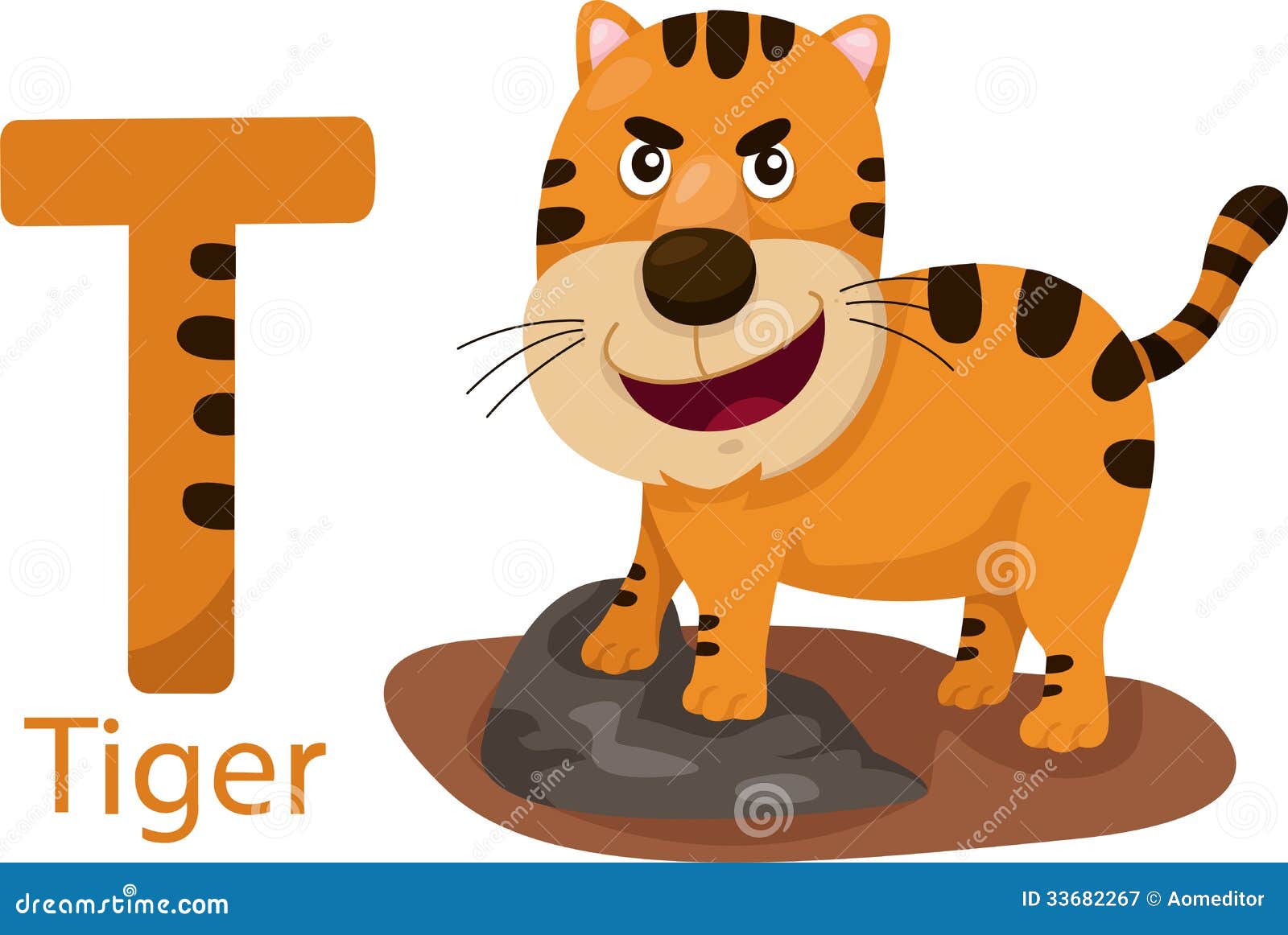 Illustrator Von T Mit Tiger Vektor Abbildung - Illustration von gelesen ...