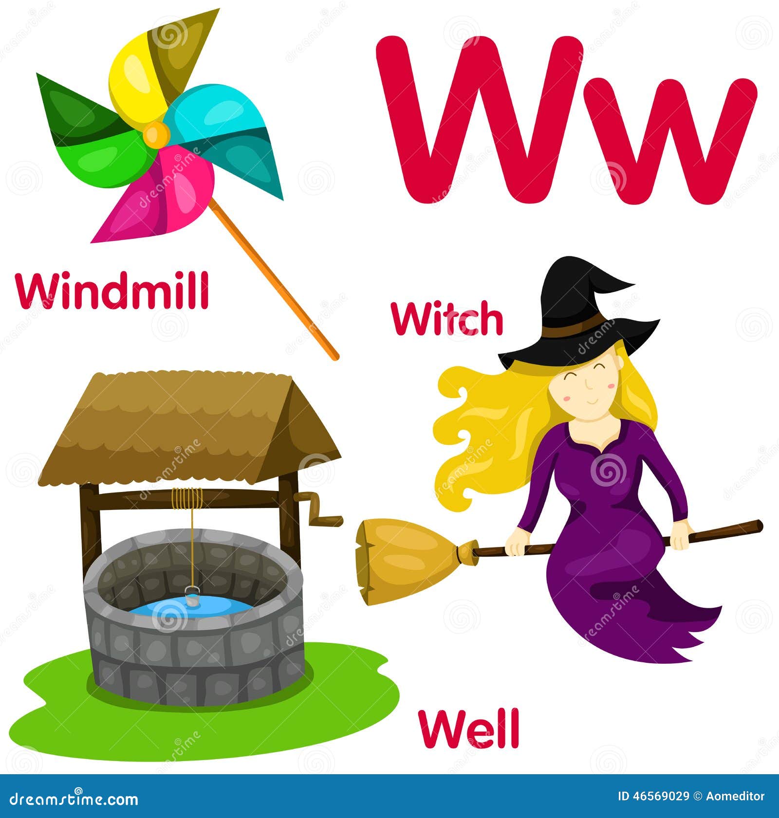 Illustrator of W alphabet stock vector. Illustration of witch - 46569029