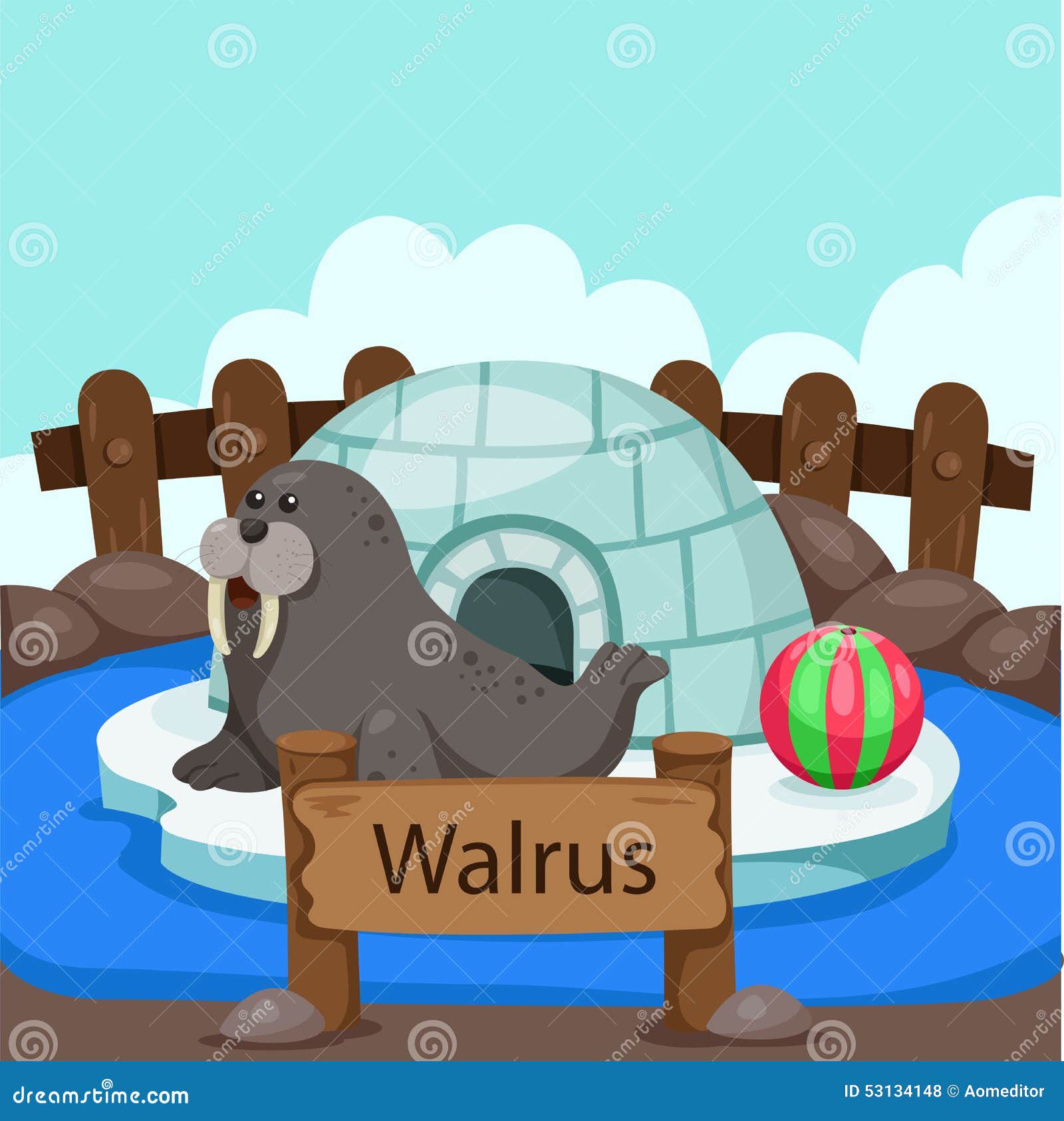 Illustrator of Walrus in the Zoo Stock Vector - Illustration of happy ...