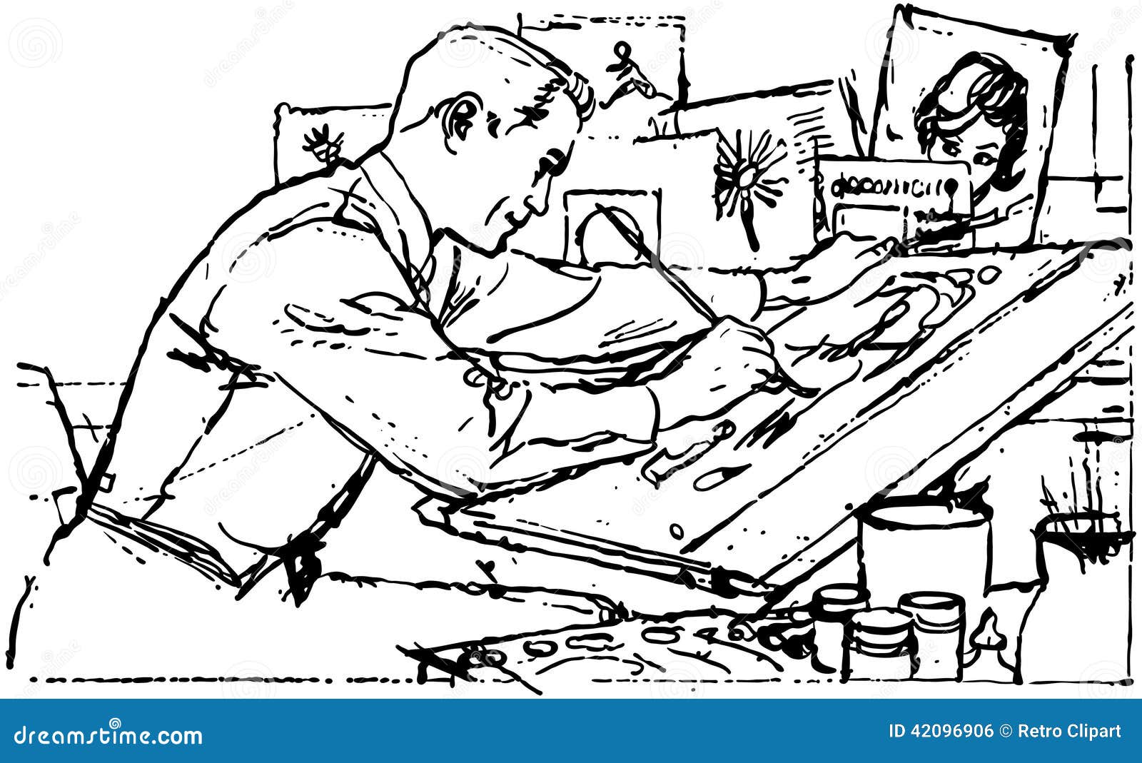 Illustrator at Work stock vector. Illustration of drawing - 42096906