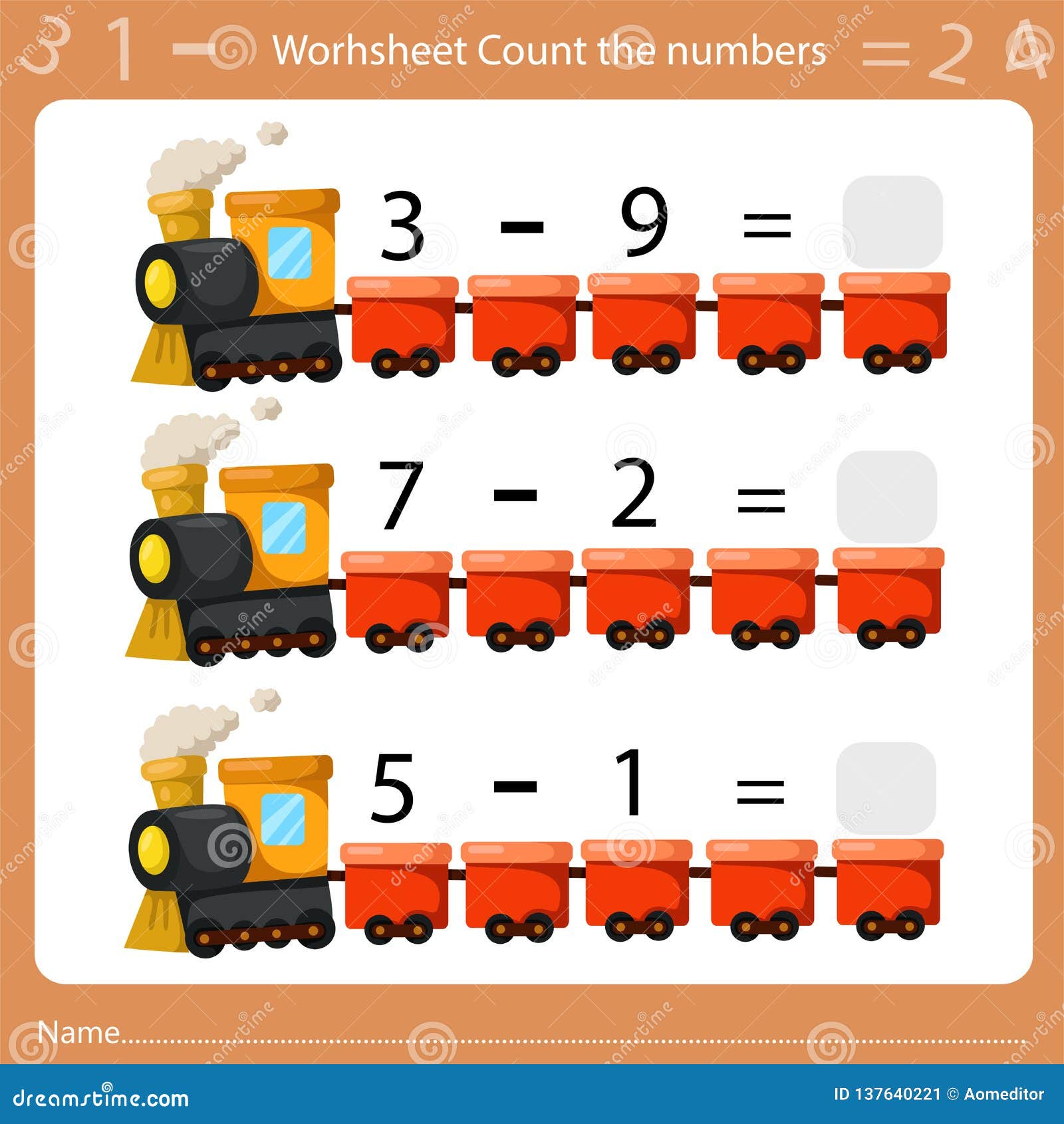 Illustrator of Worksheet Count the Number Three Stock Vector ...