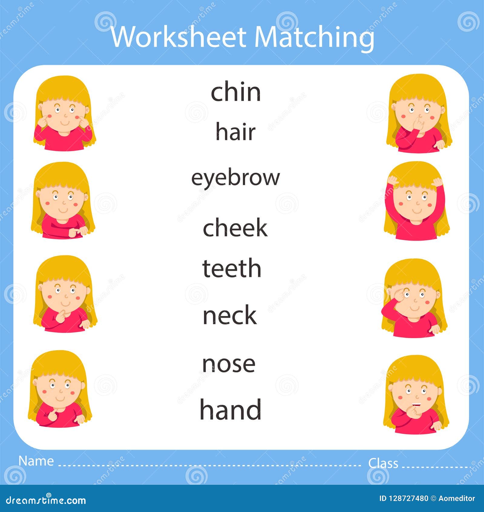 Worksheet Matching Vocabulary MNO Cartoon Vector | CartoonDealer.com ...