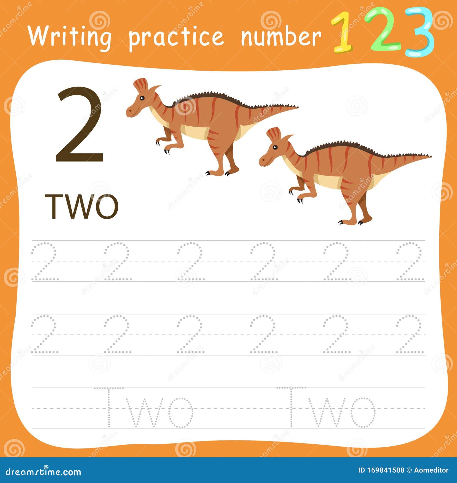 Illustrator of Worksheet Writing Practice Number Two Stock Vector ...