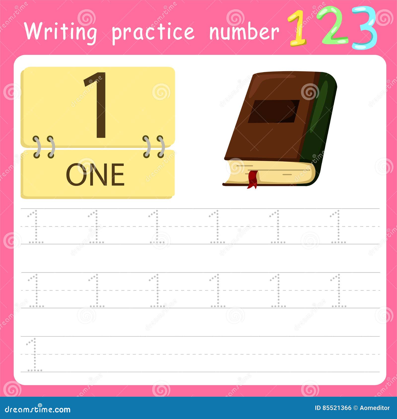Illustrator Write Practice Number 1 Stock Vector - Illustration of ...
