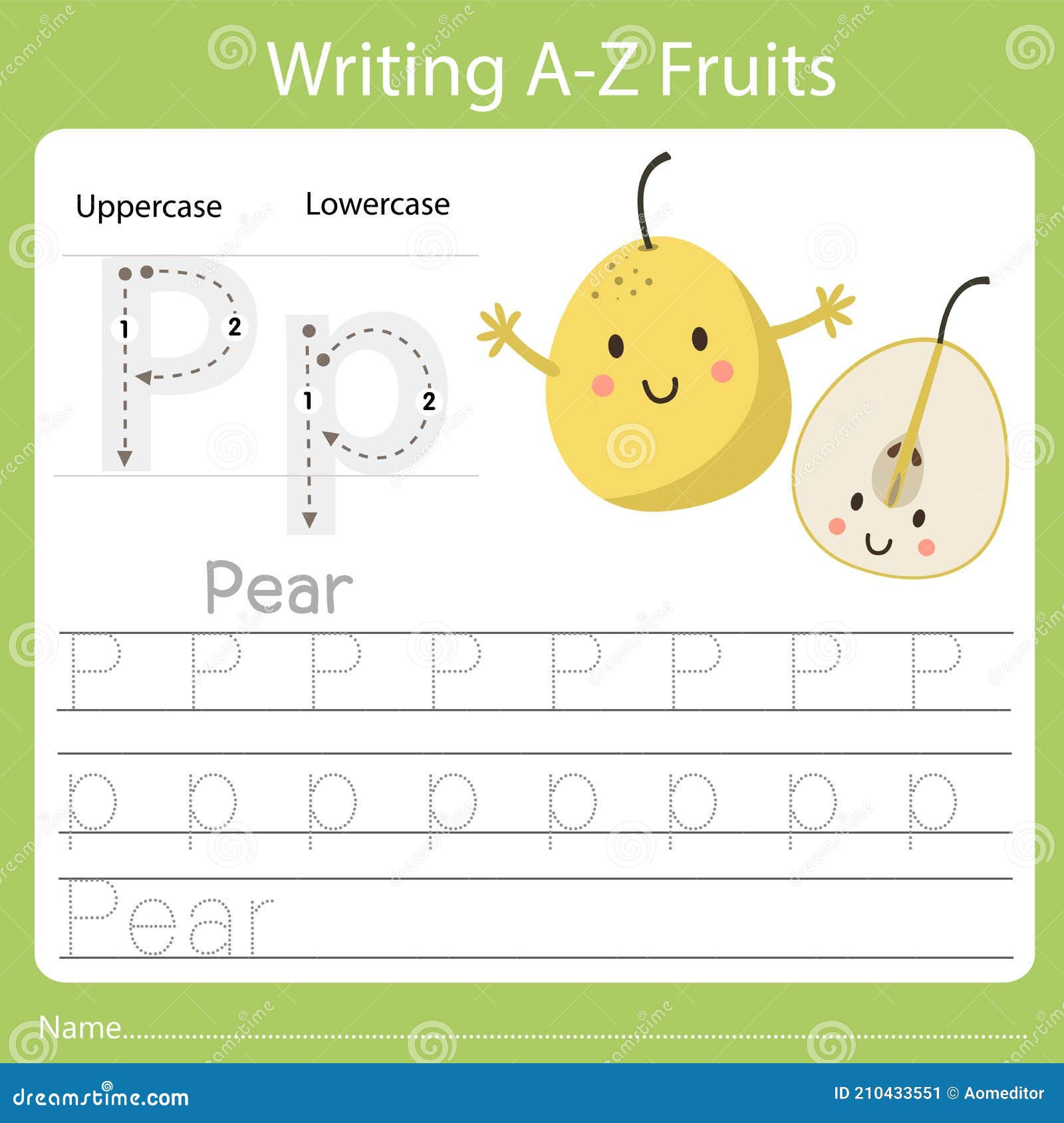 Illustrator of Writing a - Z Fruit P Pear Stock Vector - Illustration ...