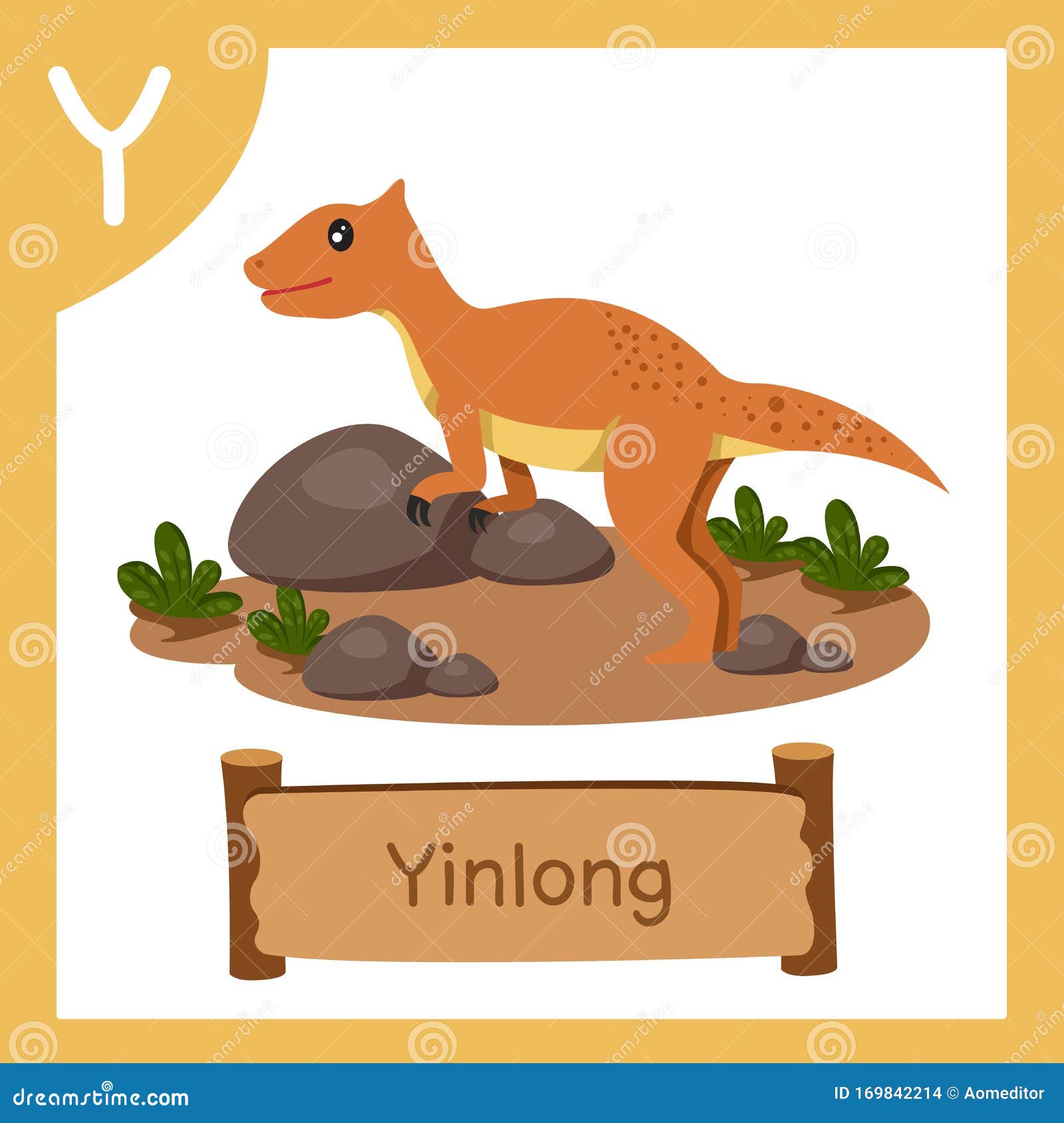 Illustrator of Y for Dinosaur Yinlong Stock Vector - Illustration of ...