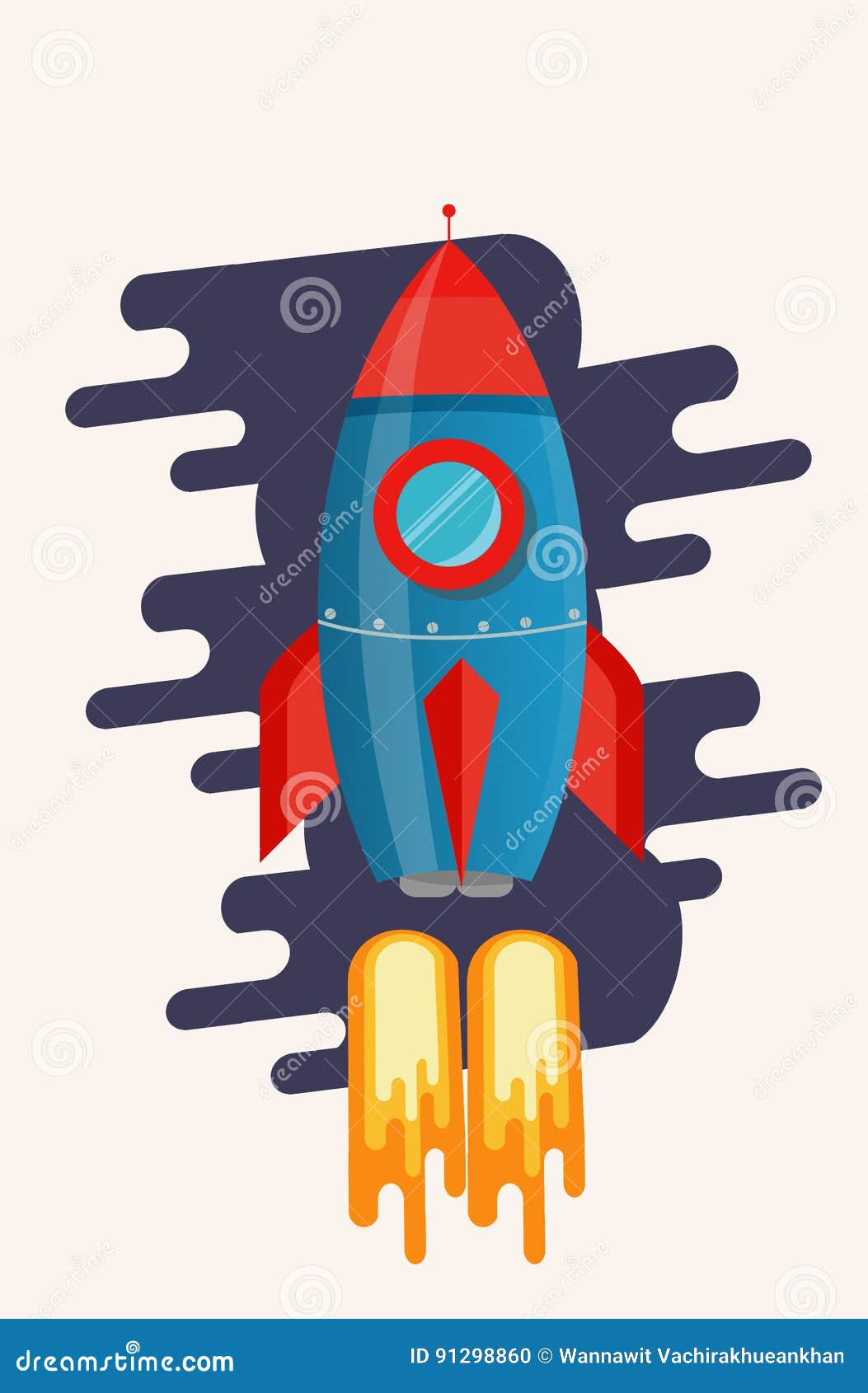 Illustrazione con un razzo illustrazione vettoriale. Illustrazione di ...