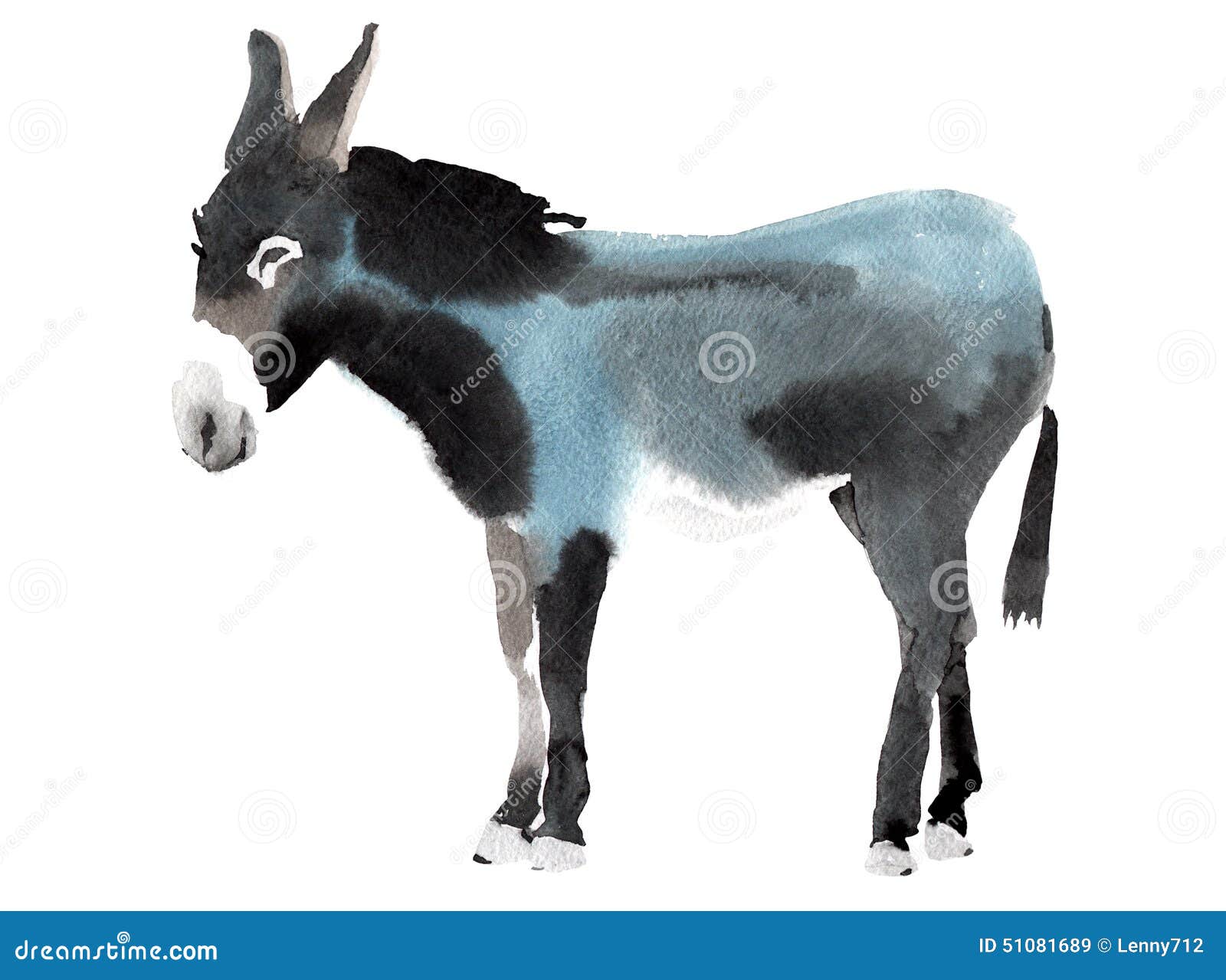 Illustrazione Dell'acquerello Di Un Asino Illustrazione di Stock ...