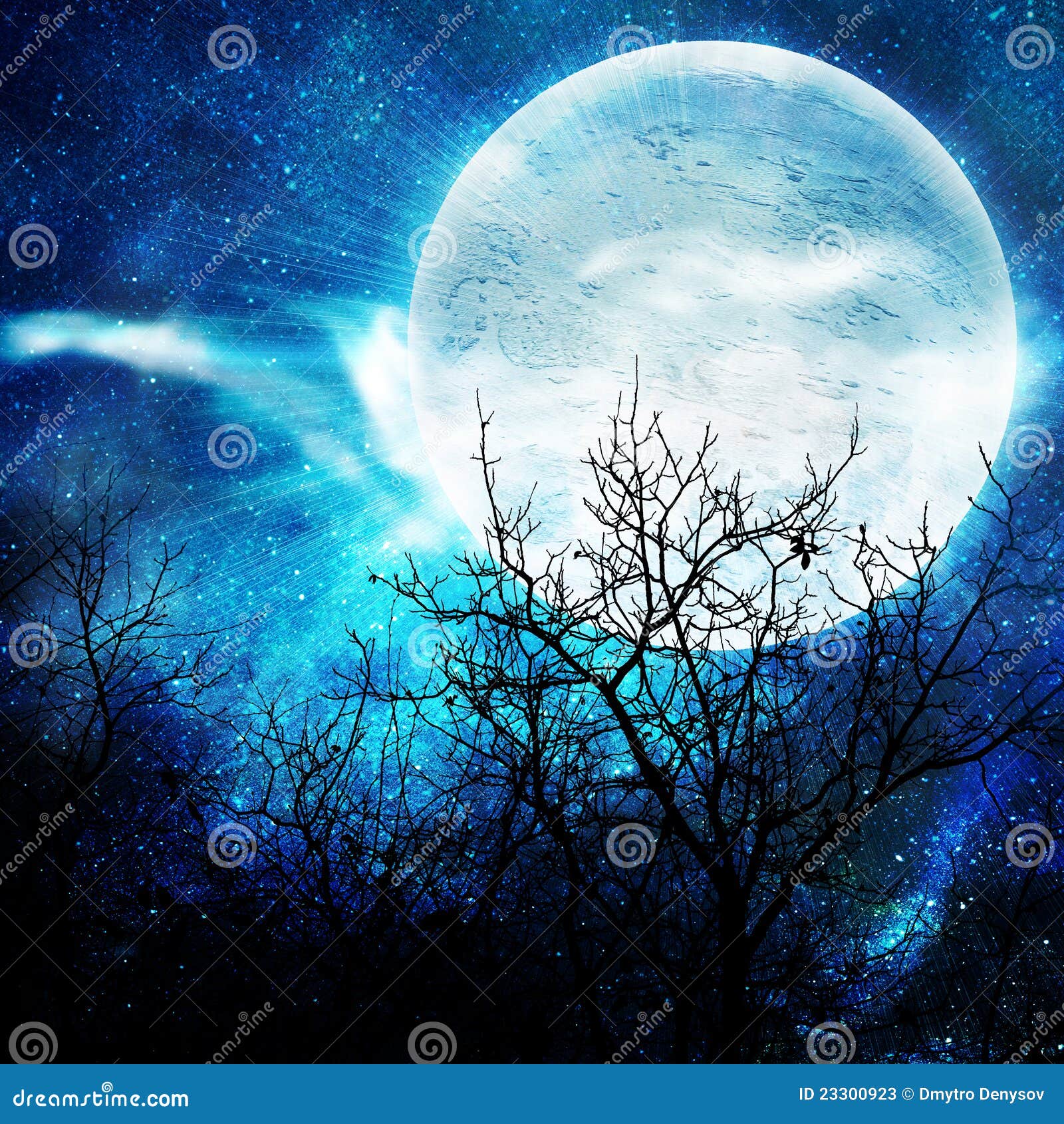 Illustrazione Della Notte Con Una Luna Illustrazione di Stock ...