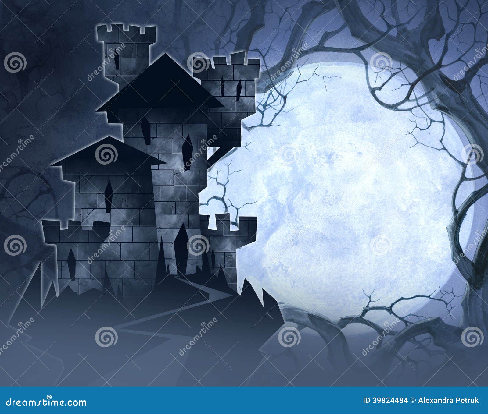 Illustrazione Di Halloween Di Un Castello Illustrazione di Stock ...