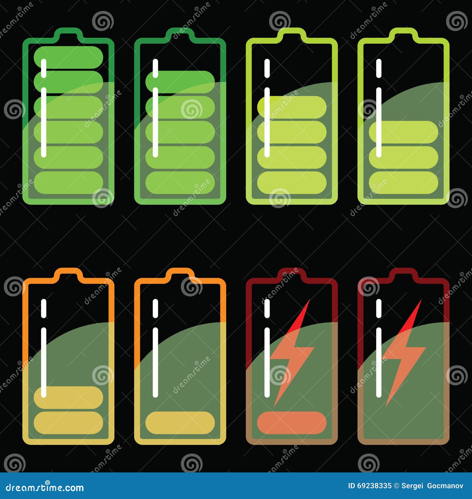 Illustrazione Di Riserva Di Vettore: Icone Della Batteria Illustrazione ...
