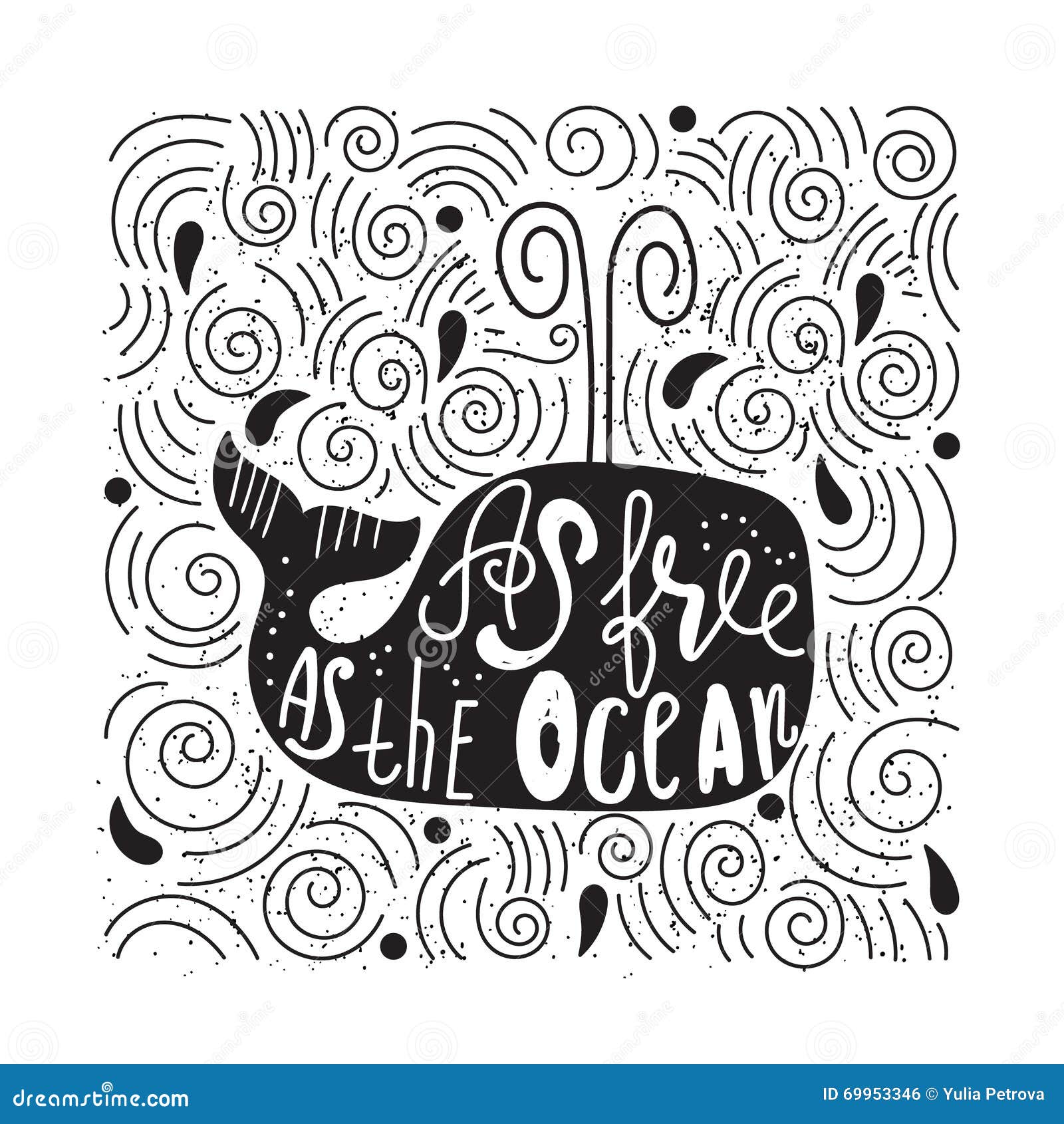 Illustrazione Disegnata a Mano Con Una Balena E Un'iscrizione ... Illustrazione Disegnata a Mano Con Una Balena E Un'iscrizione ...