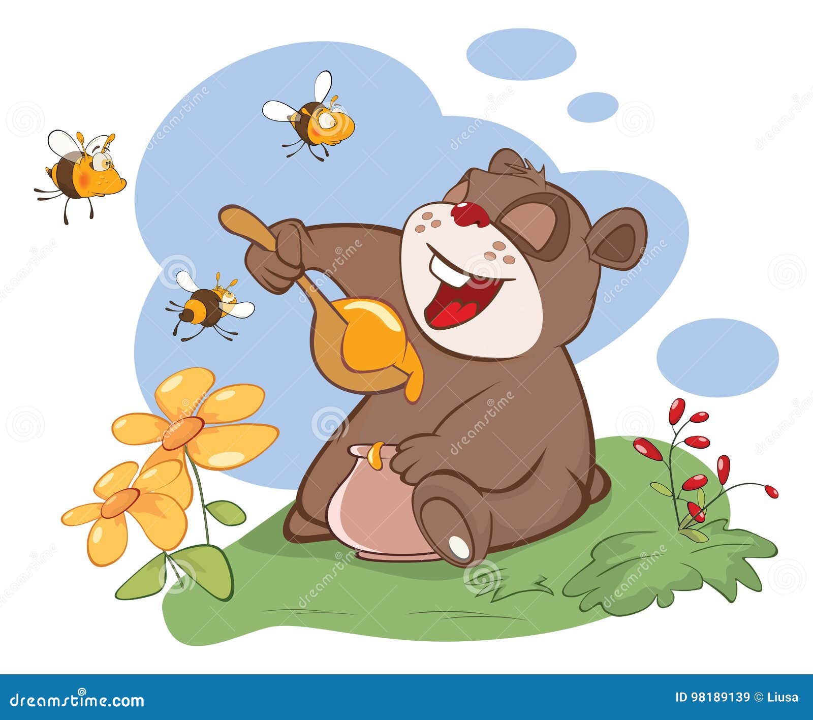 Illustrazione Orso E La Storia Delle Api Illustrazione Vettoriale ...