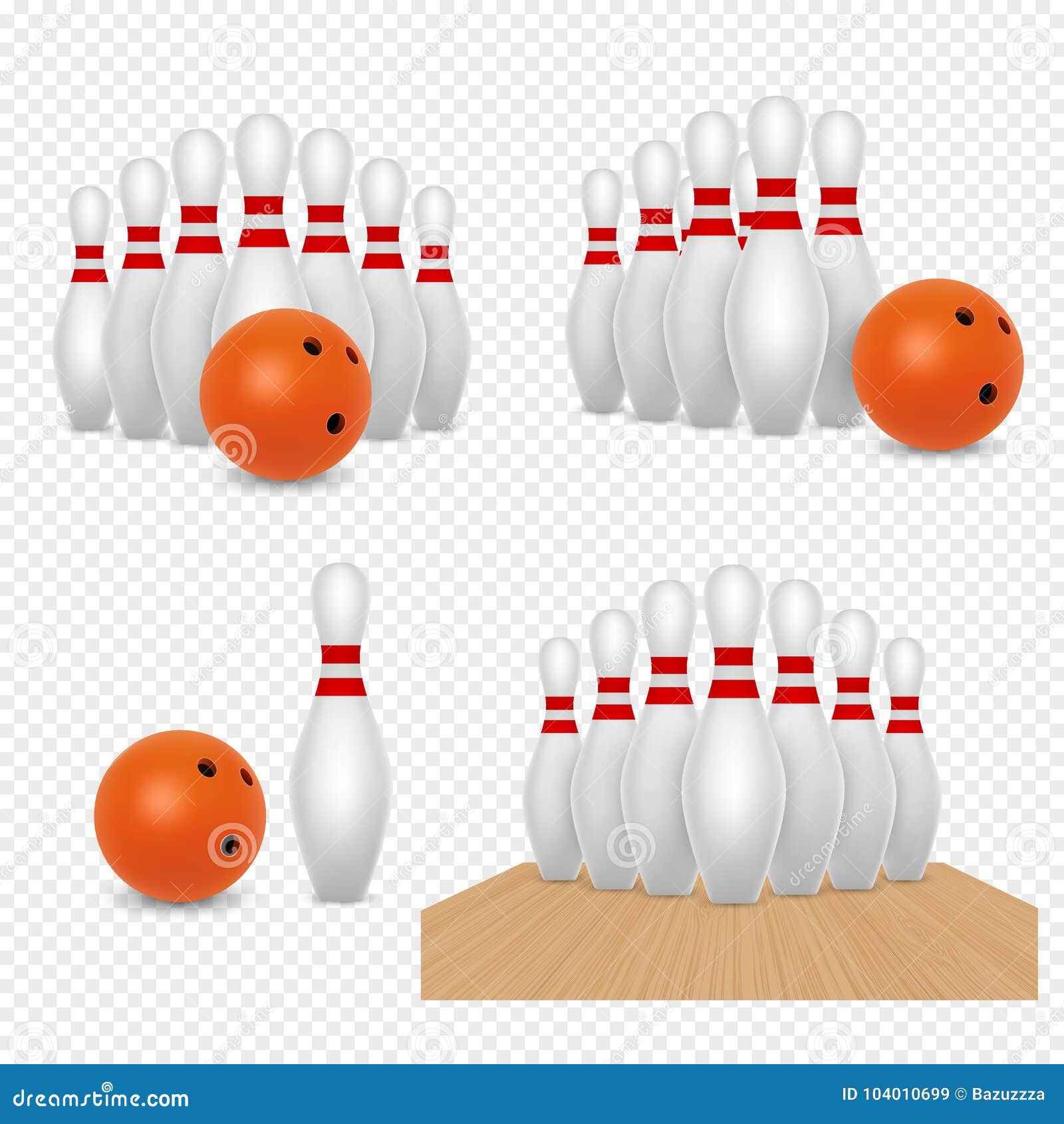 Illustrazione Realistica Di Vettore Dei Birilli E Della Palla Da ...
