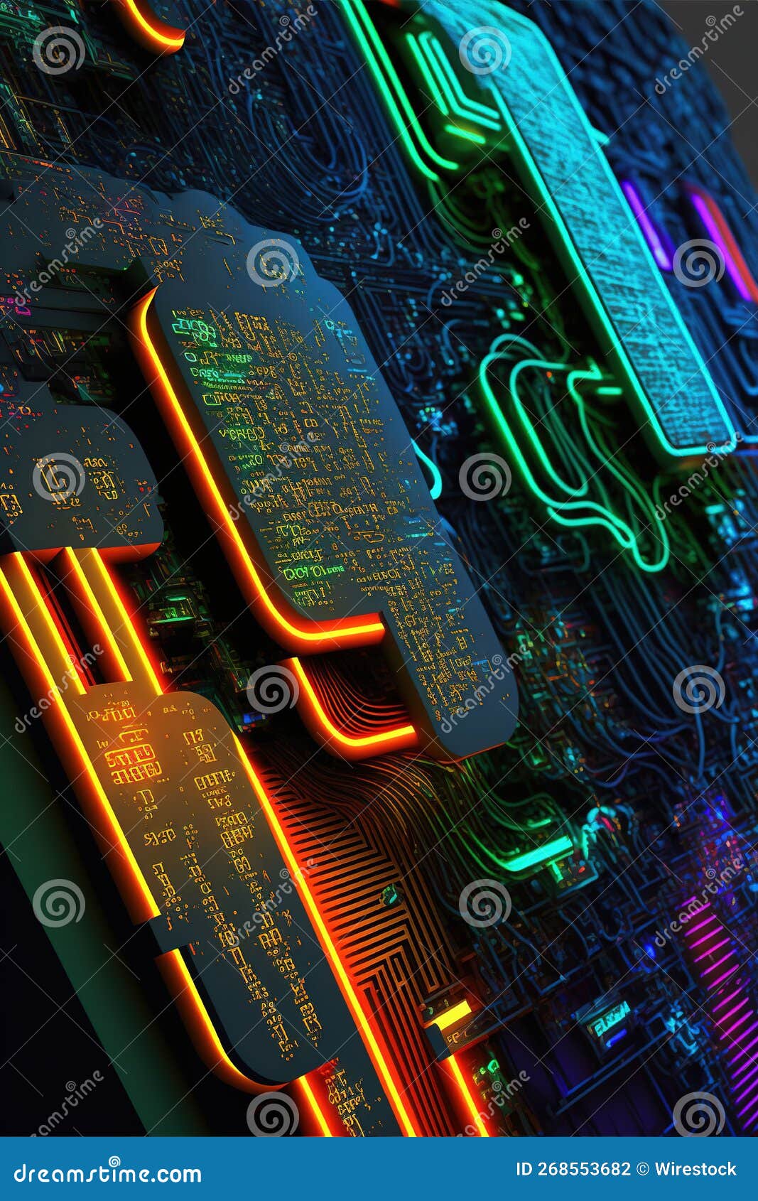 Illustrazione Verticale Generata Di Un Processore Centrale Per Computer ...