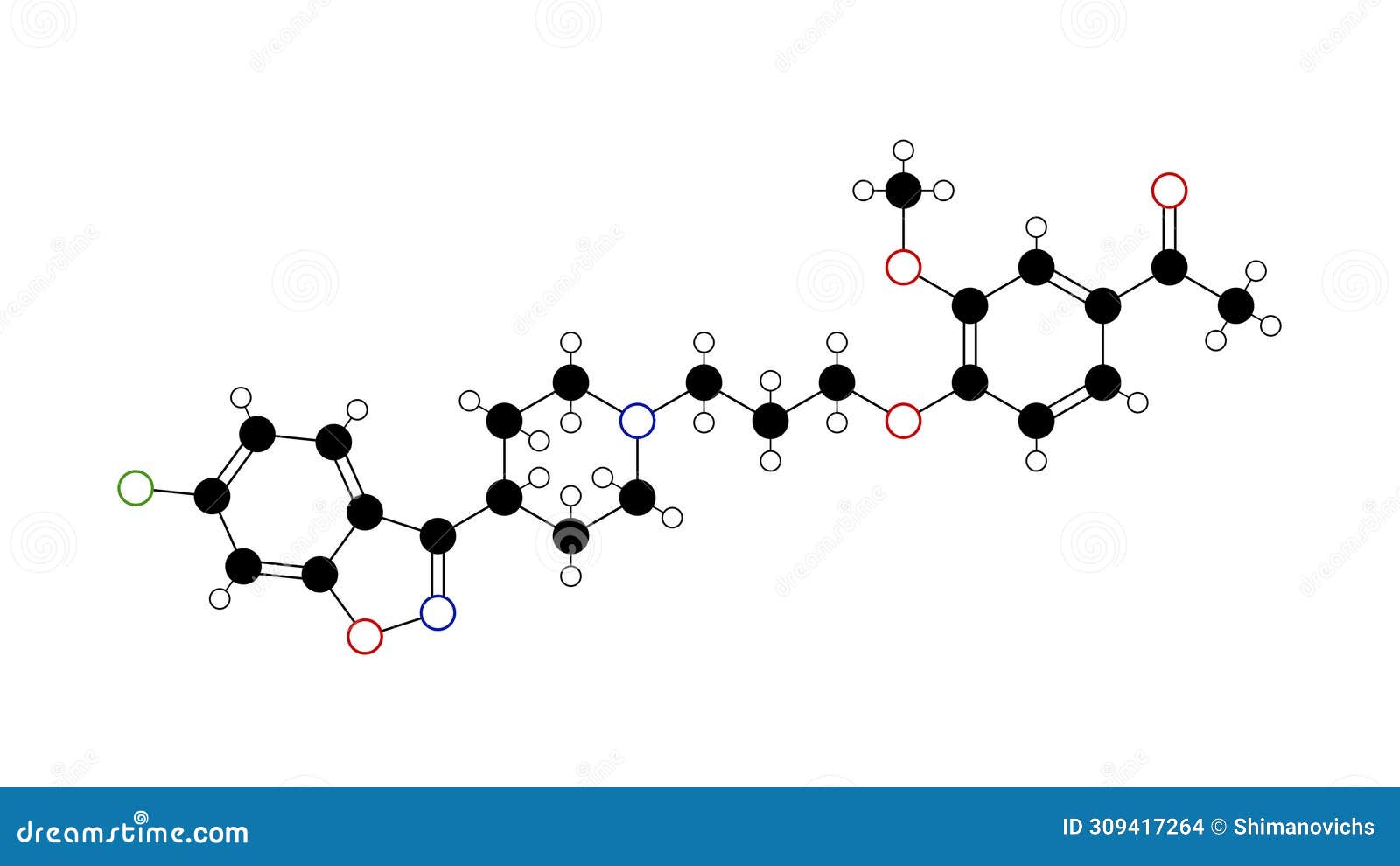 Iloperidone Molecule, Structural Chemical Formula, Ball-and-stick Model ...
