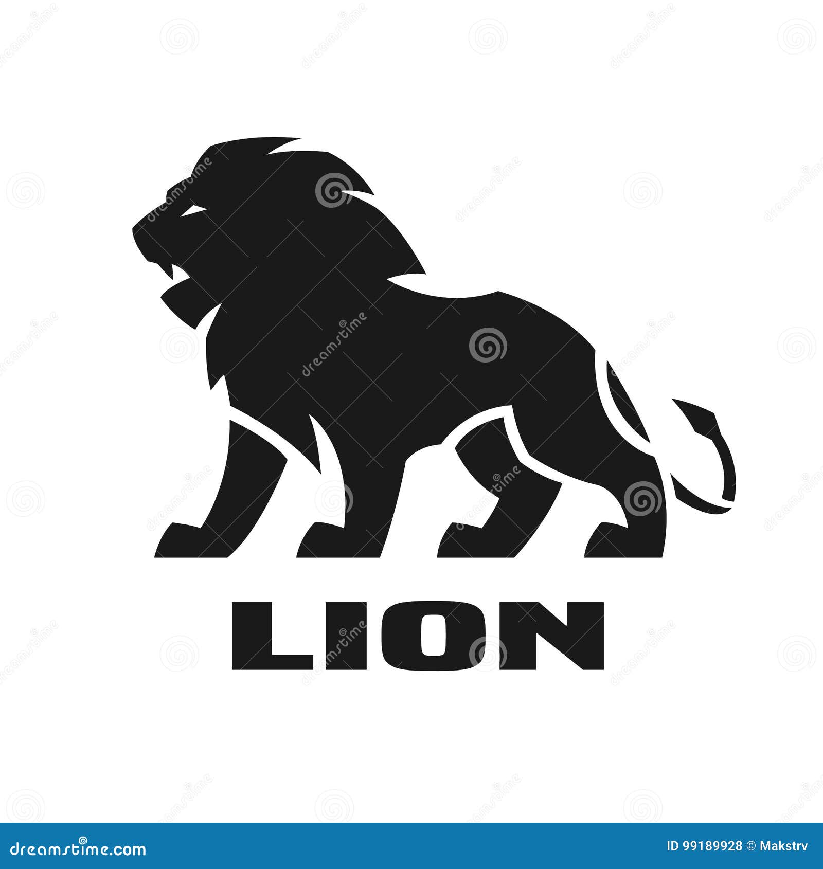 Ilsket Lejon, Monokrom Logo Vektor Illustrationer - Illustration av ...