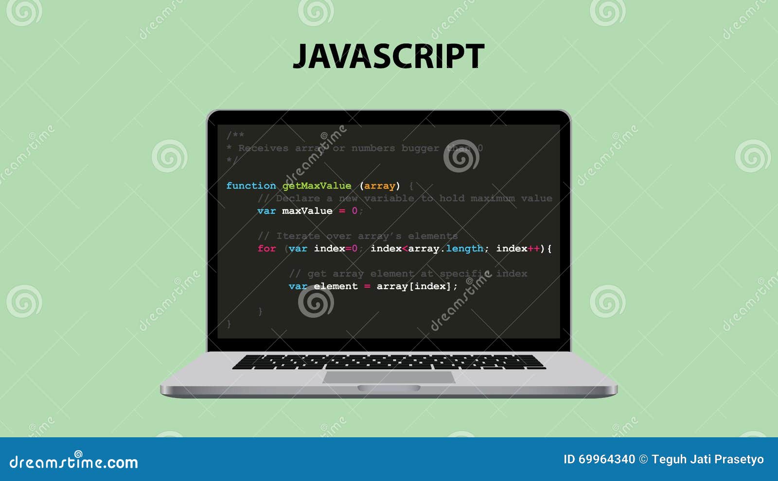 A Ilustração Da Linguagem De Programação Do Javascript Com Portátil E ...
