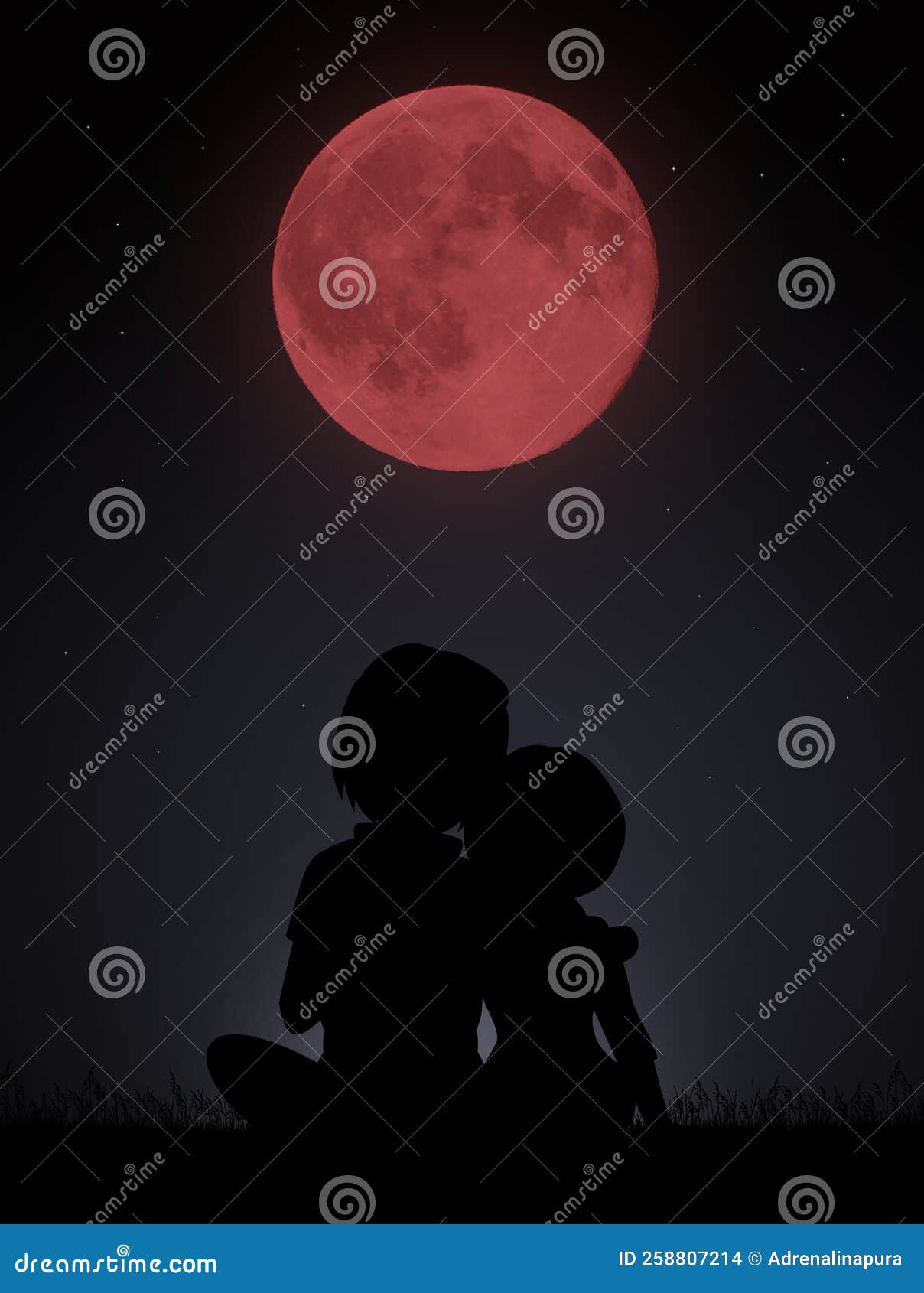 Ilustração da lua vermelha ilustração stock. Ilustração de mulher ...