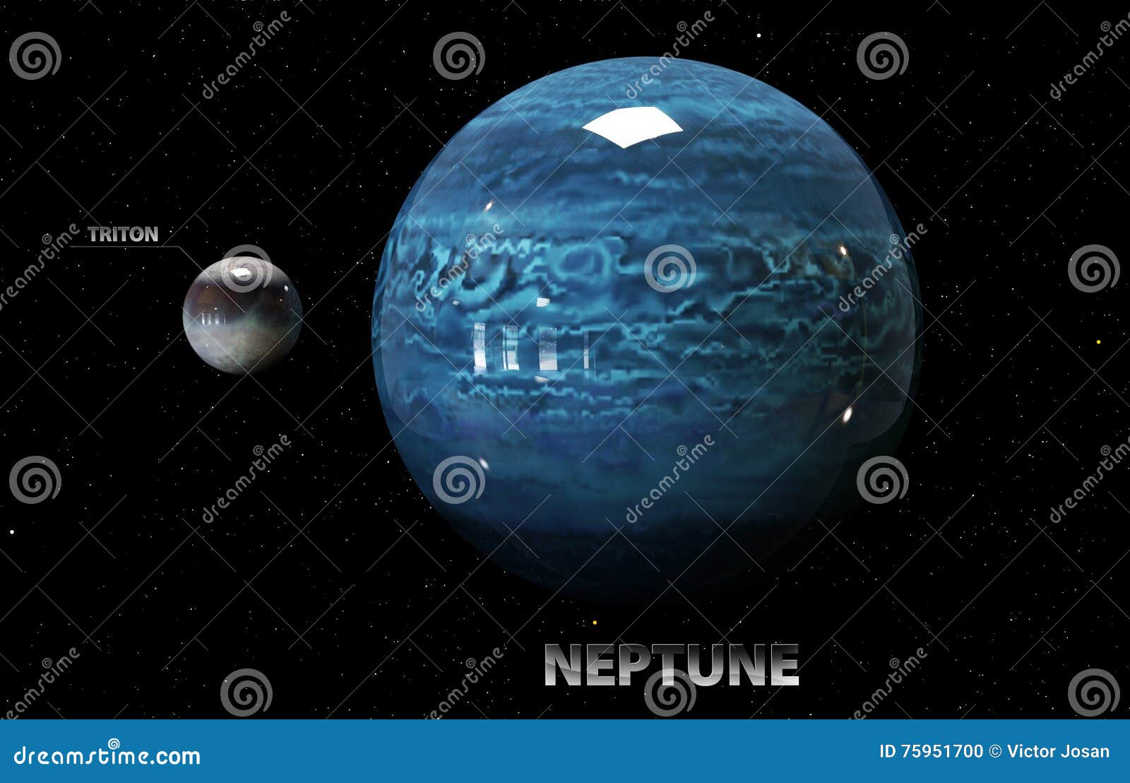 Ilustração Das Luas E Da Estrela De Netuno Elementos Deste Im ...