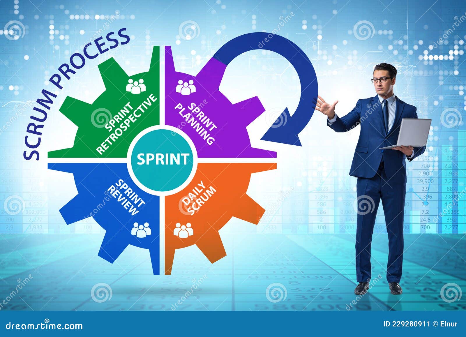 Ilustração Do Processo Scrum Com Empresário Imagem de Stock - Imagem de ...