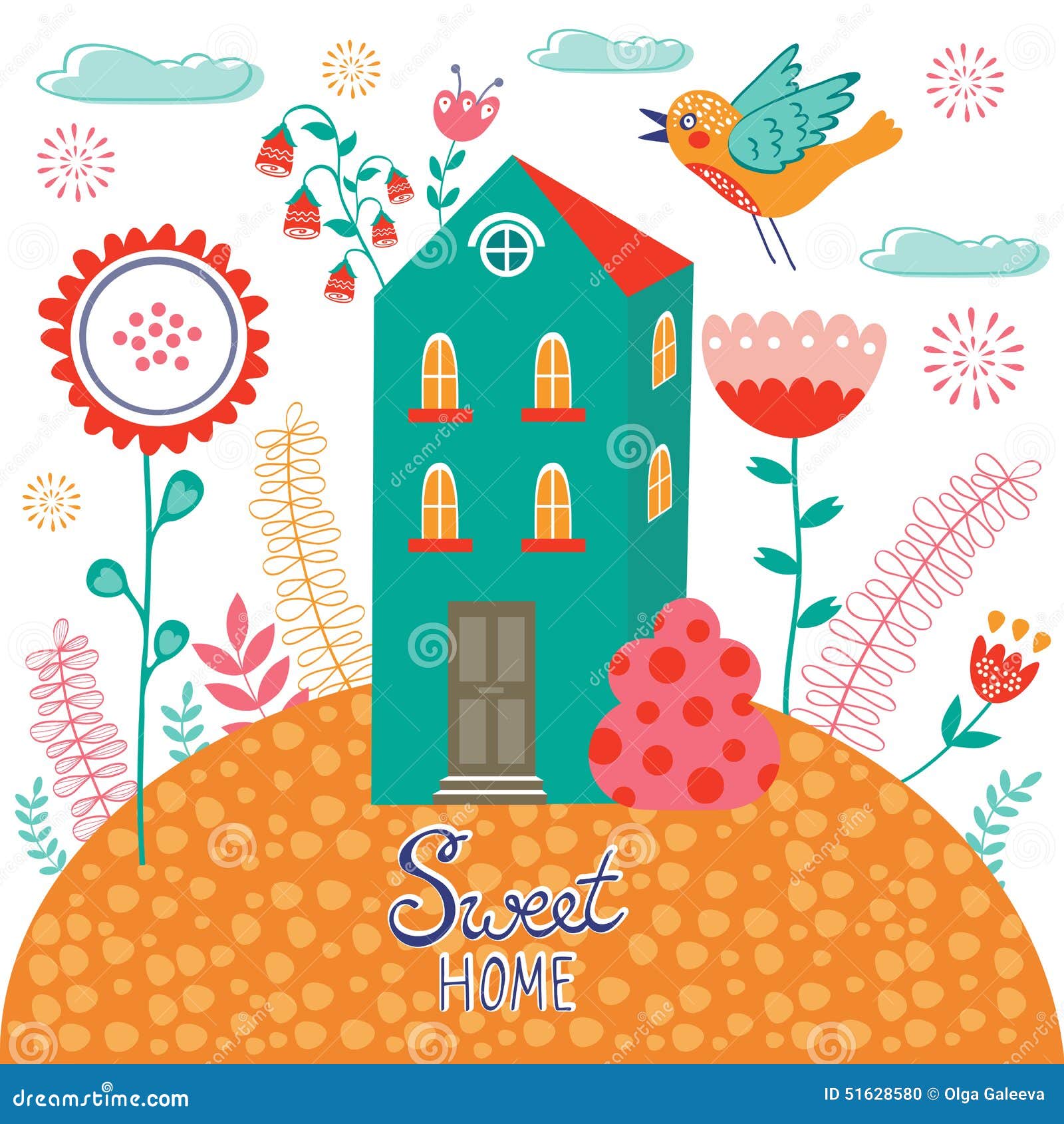 Ilustração home doce ilustração do vetor. Ilustração de fachada - 51628580