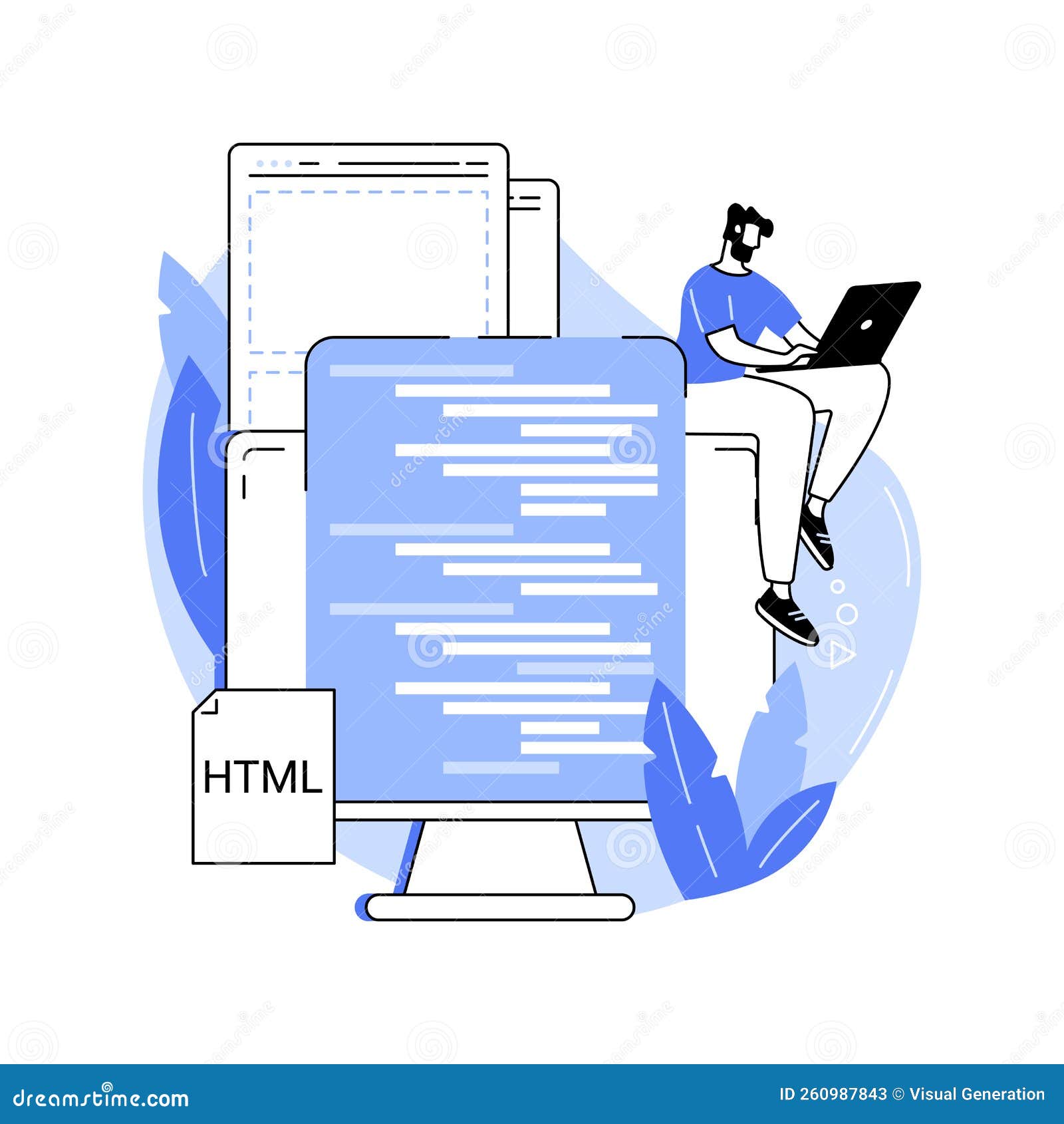 Ilustrações Do Vetor De Desenho Animado Isolado Com Codificação Html ...