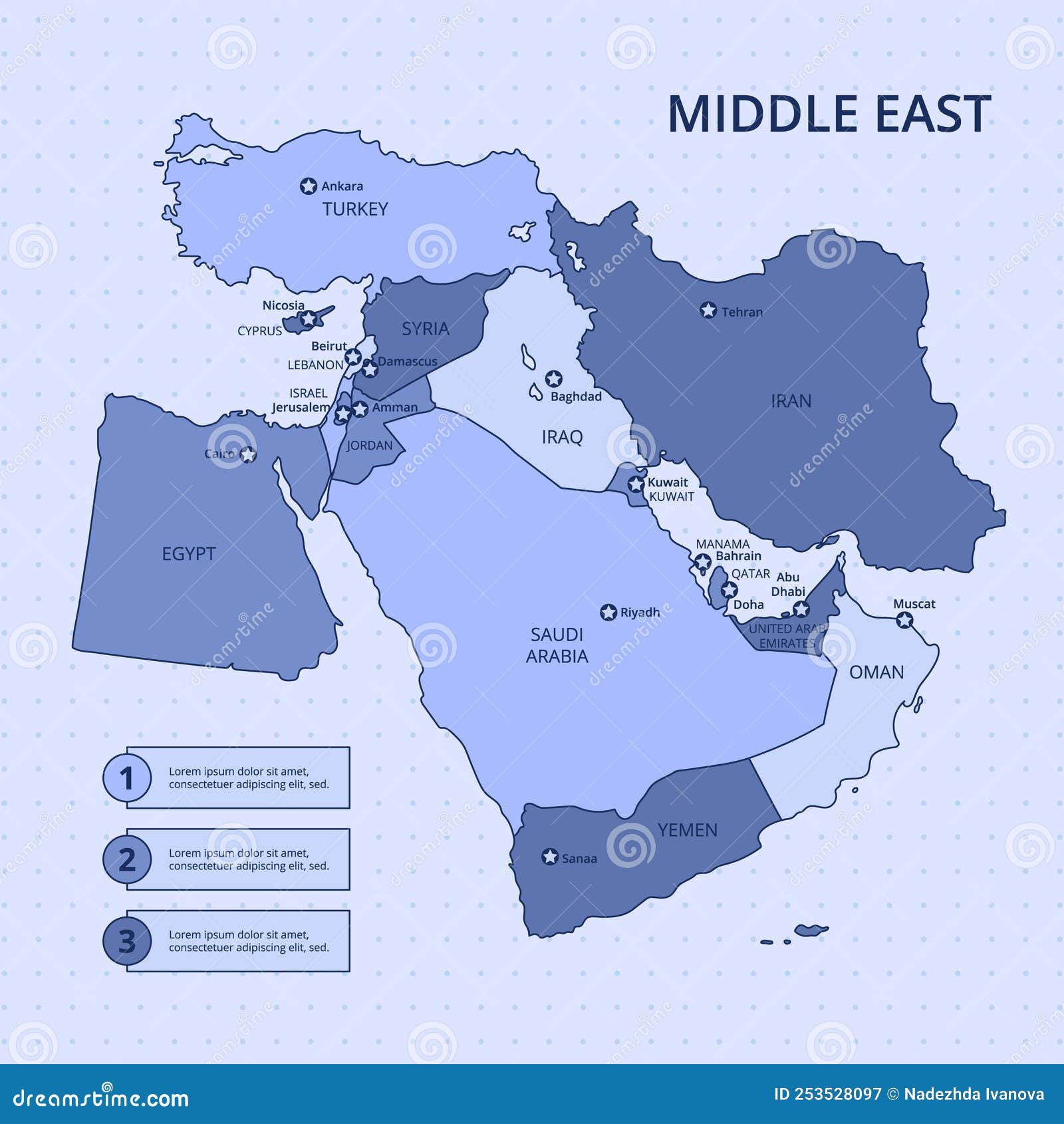 Ilustración De Mapa De Medio Oriente Dibujado a Mano. Ilustración del ...