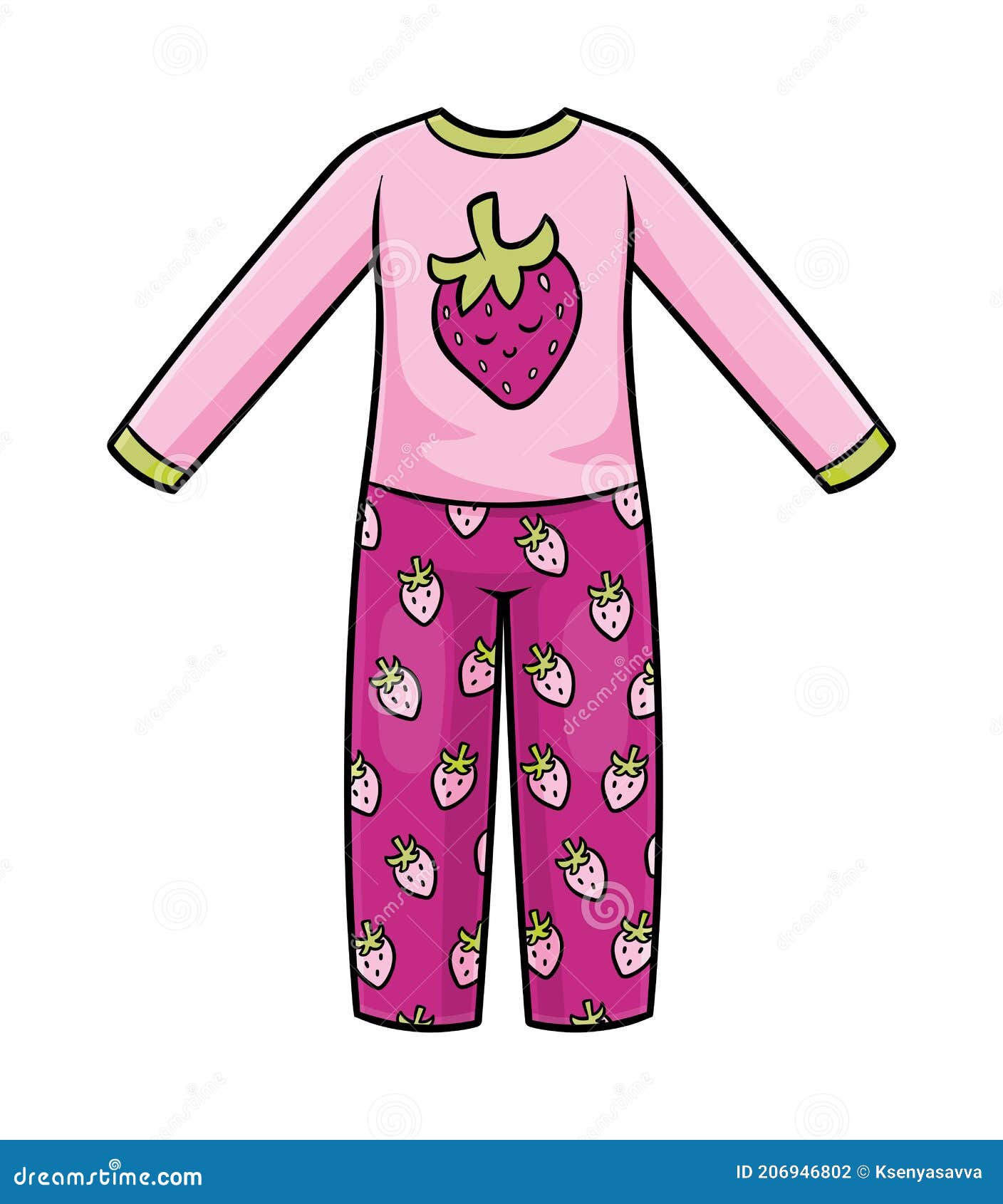 Ilustración De Vector De Dibujos Animados Para Los Niños Pijamas Con