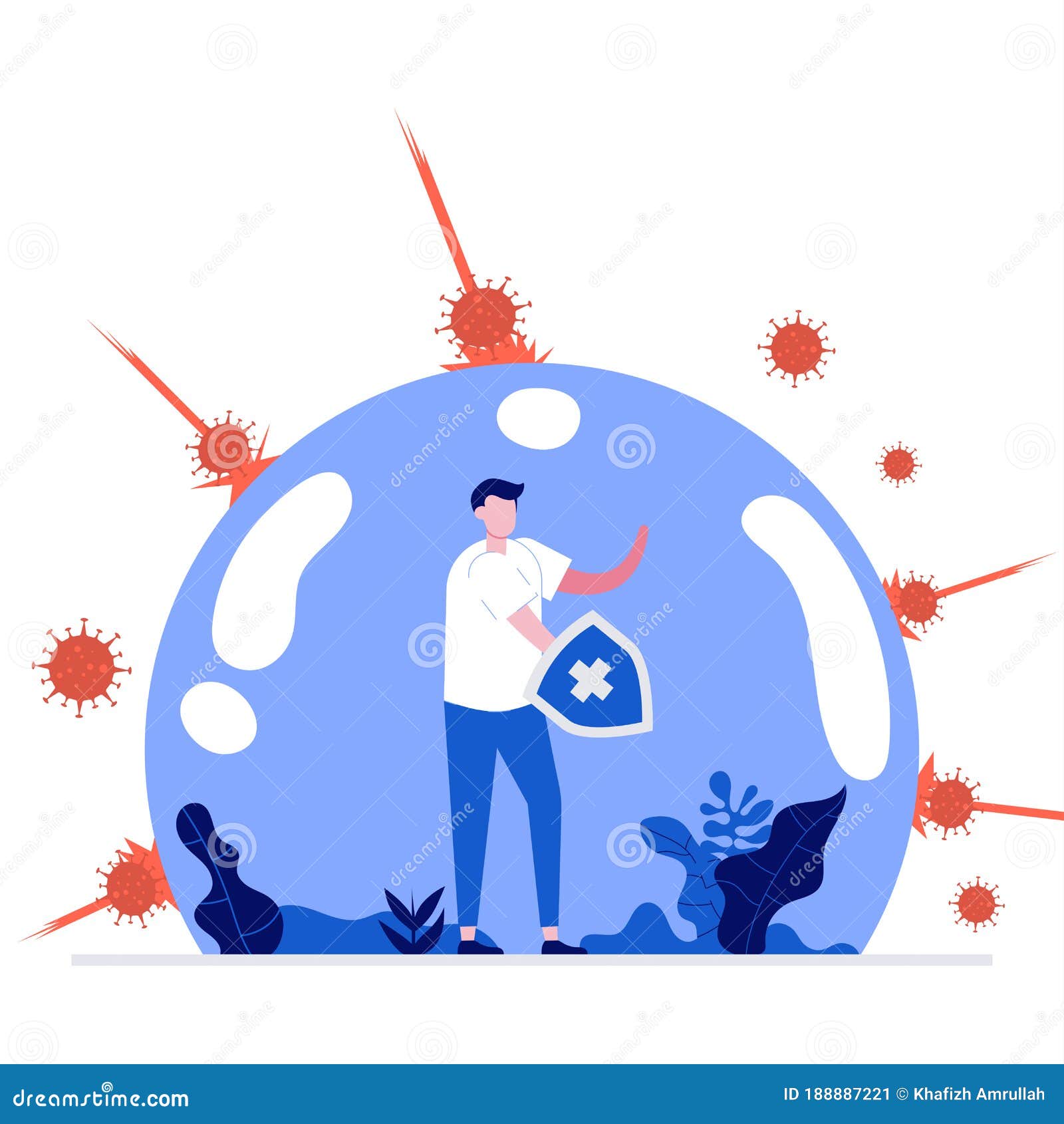Ilustración Del Concepto Del Sistema Inmune Con Protección Escudo