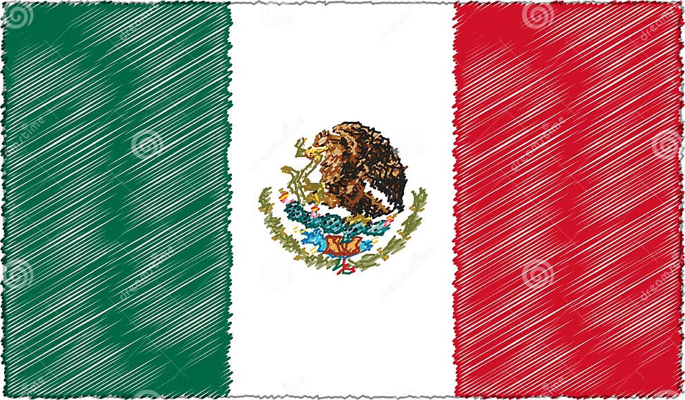 Ilustración Vectorial De La Bandera Mexicana De Sketch Style ... Ilustración Vectorial De La Bandera Mexicana De Sketch Style ...