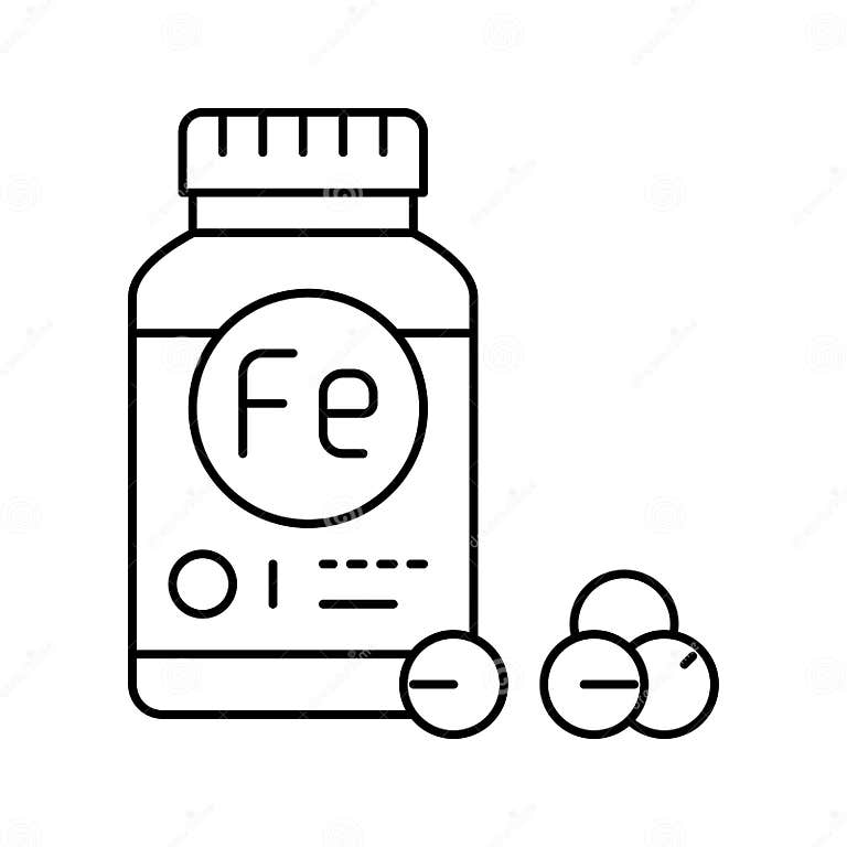 Ilustración Vectorial De La Línea Del Paquete De Suplementos De Hierro ... Ilustración Vectorial De La Línea Del Paquete De Suplementos De Hierro ...