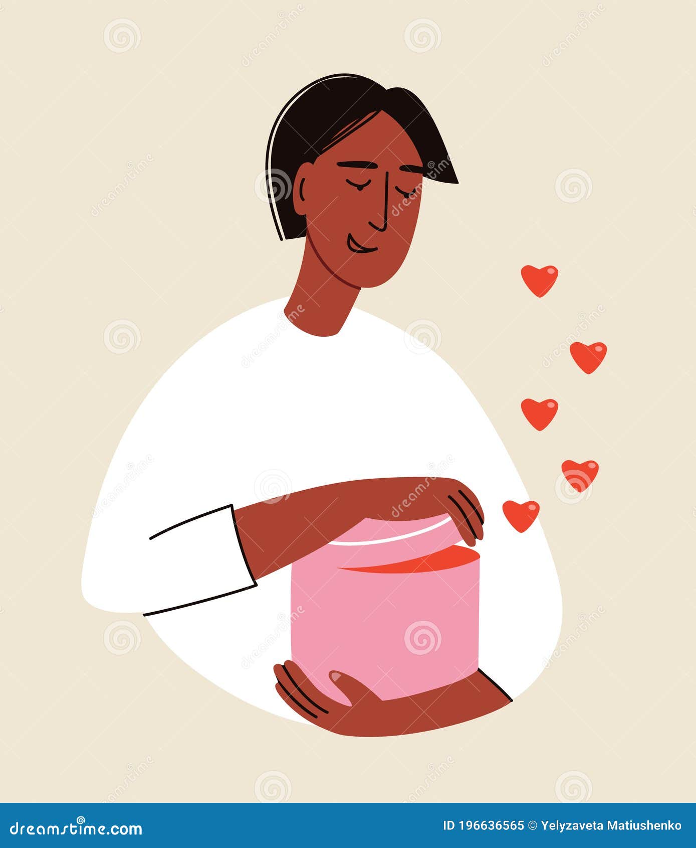 Ilustración Vectorial De Un Hombre Sosteniendo Y Abriendo El Regalo