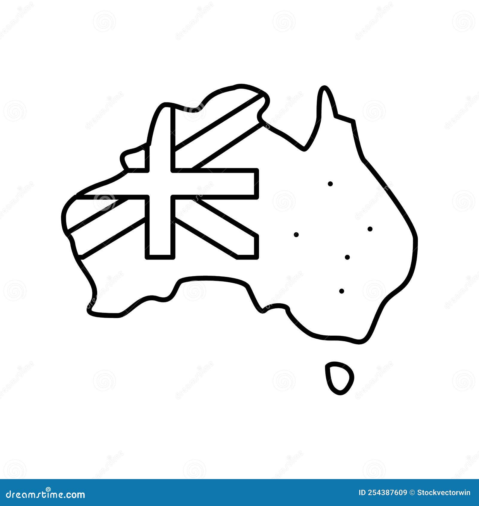 Ilustracja Wektora Ikony Linii Flagi Na Mapie Kraju W Australii ... Ilustracja Wektora Ikony Linii Flagi Na Mapie Kraju W Australii ...